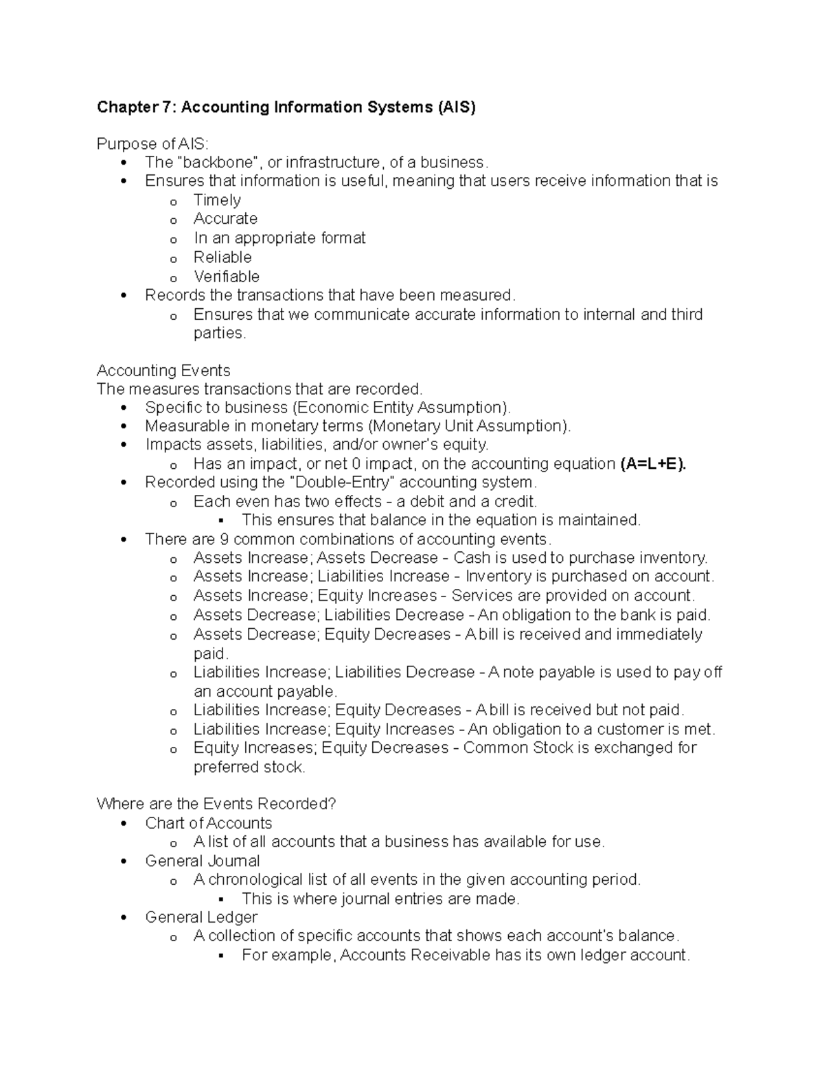 Chapter 7 - Accounting Events - Chapter 7: Accounting Information ...