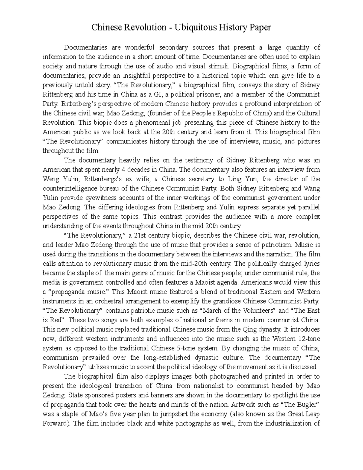 HIS 1300 Chinese Revolution - Chinese Revolution - Ubiquitous History ...