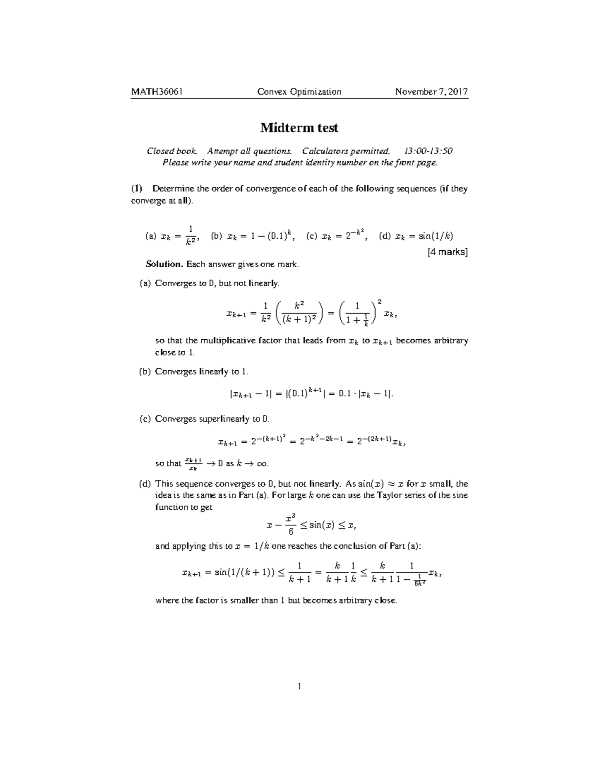 Midterm-2017-sol - Mid term test - Midterm test Closed book. Attempt ...