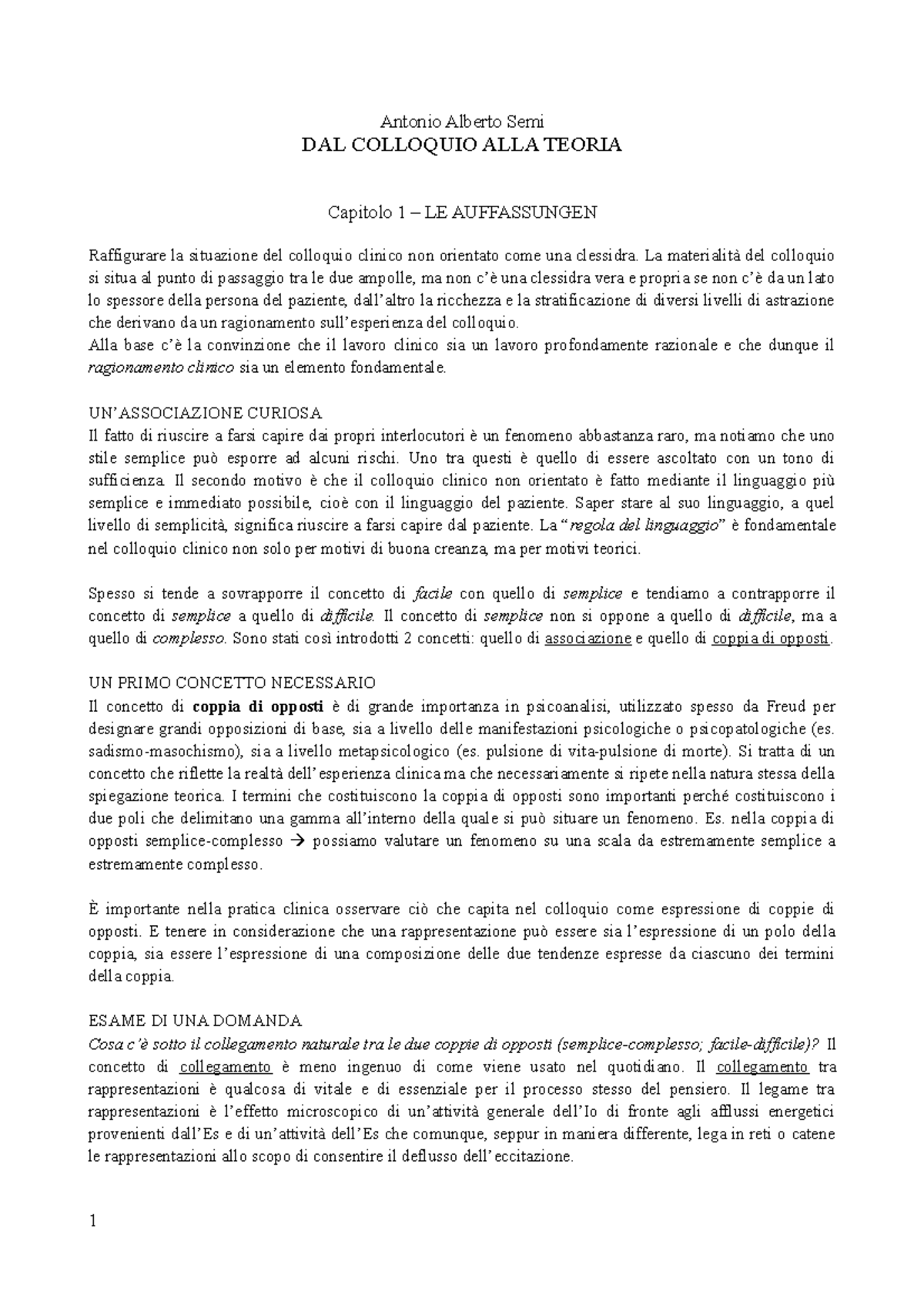 Dal colloquio alla teoria capi 1 - Antonio Alberto Semi DAL COLLOQUIO ...