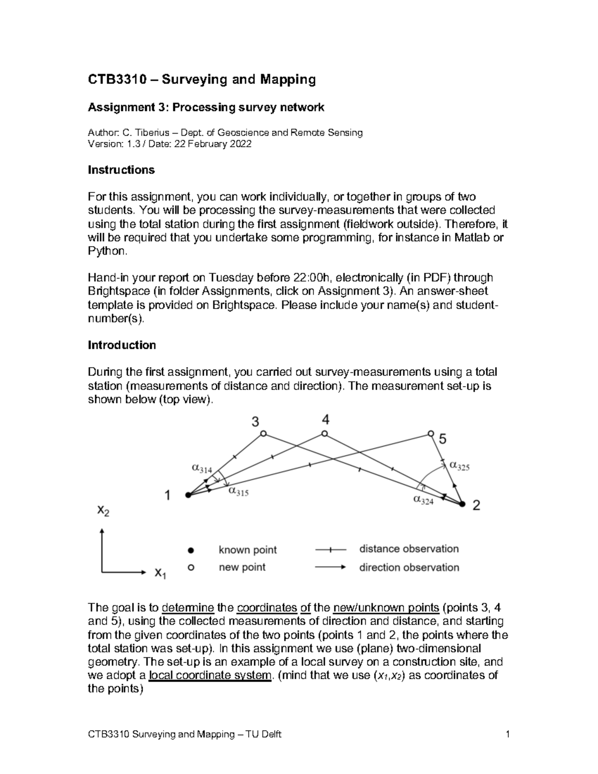 CTB3310 surveynetwork assignment 2022 - CTB3310 – Surveying and Mapping Assignment 3: Processing ...