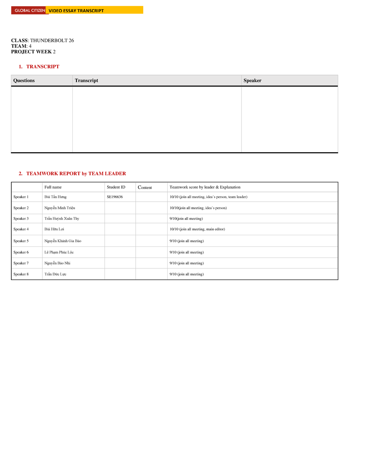 Thunderbolt 26 - Team 4 - Project Week 2 - VIDEO ESSAY TRANSCRIPT CLASS: THUNDERBOLT 26 TEAM: 4 ...