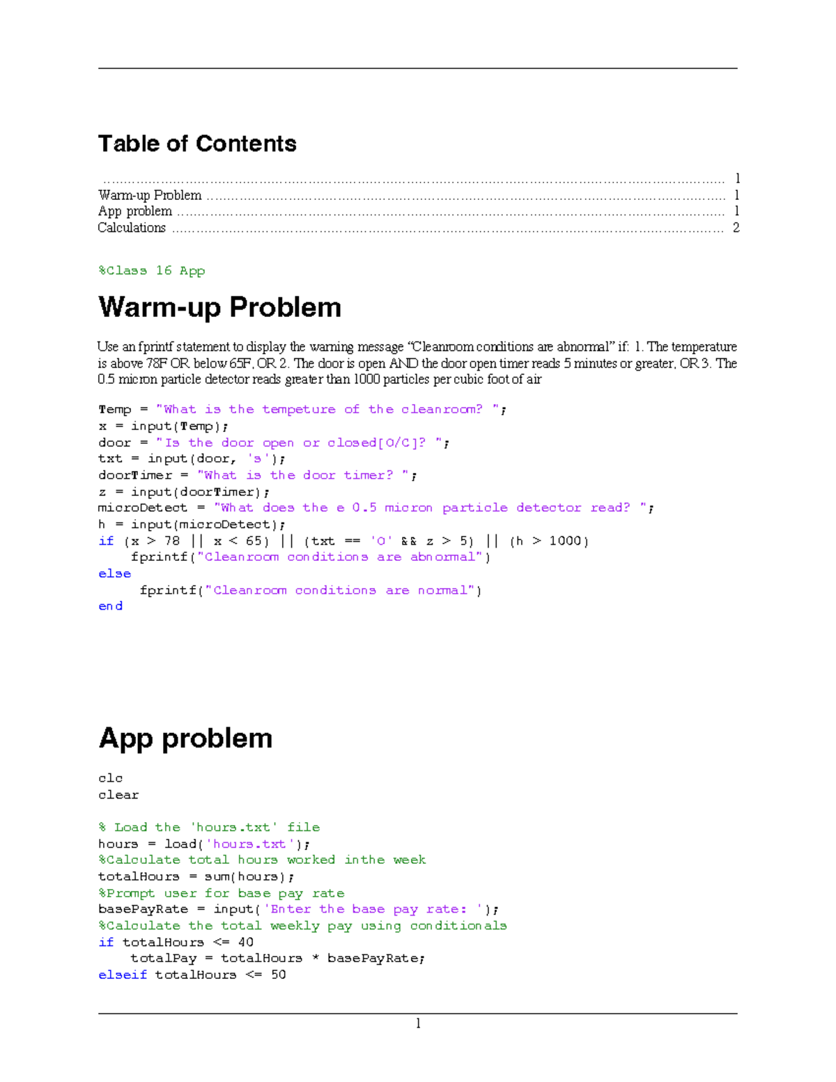 Class 16 App Submission - Table of Contents - Studocu