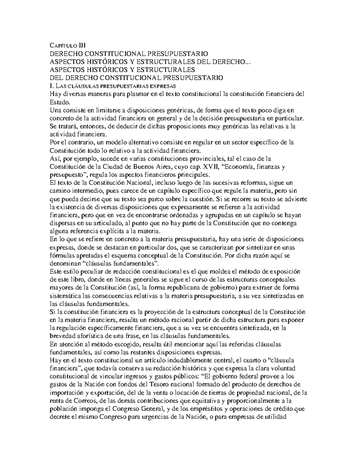 MANUAL CORTI CAP 3 - CAPÍTULO III DERECHO CONSTITUCIONAL PRESUPUESTARIO ASPECTOS HISTÓRICOS Y ...