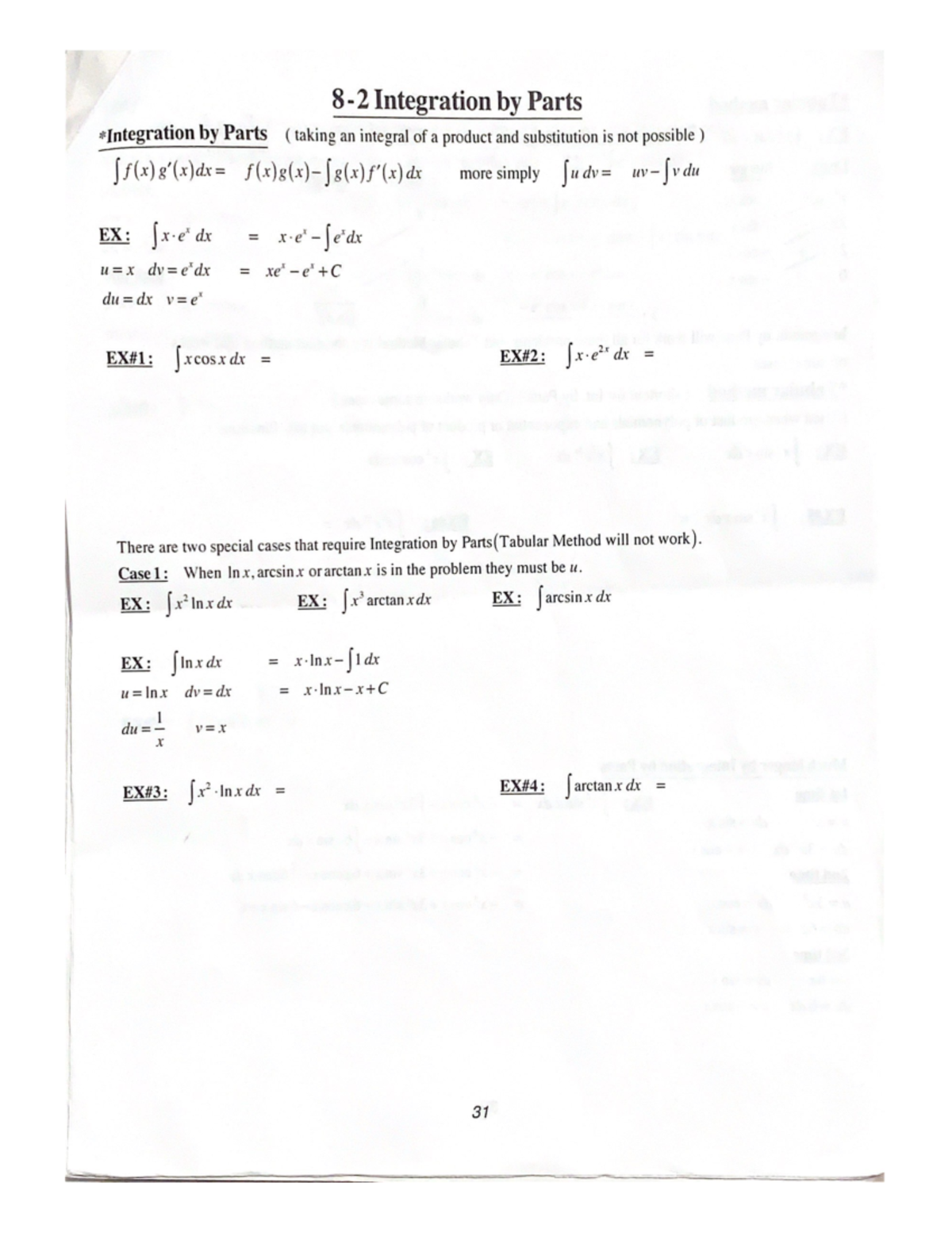 8-2 Integration By Parts - Studocu