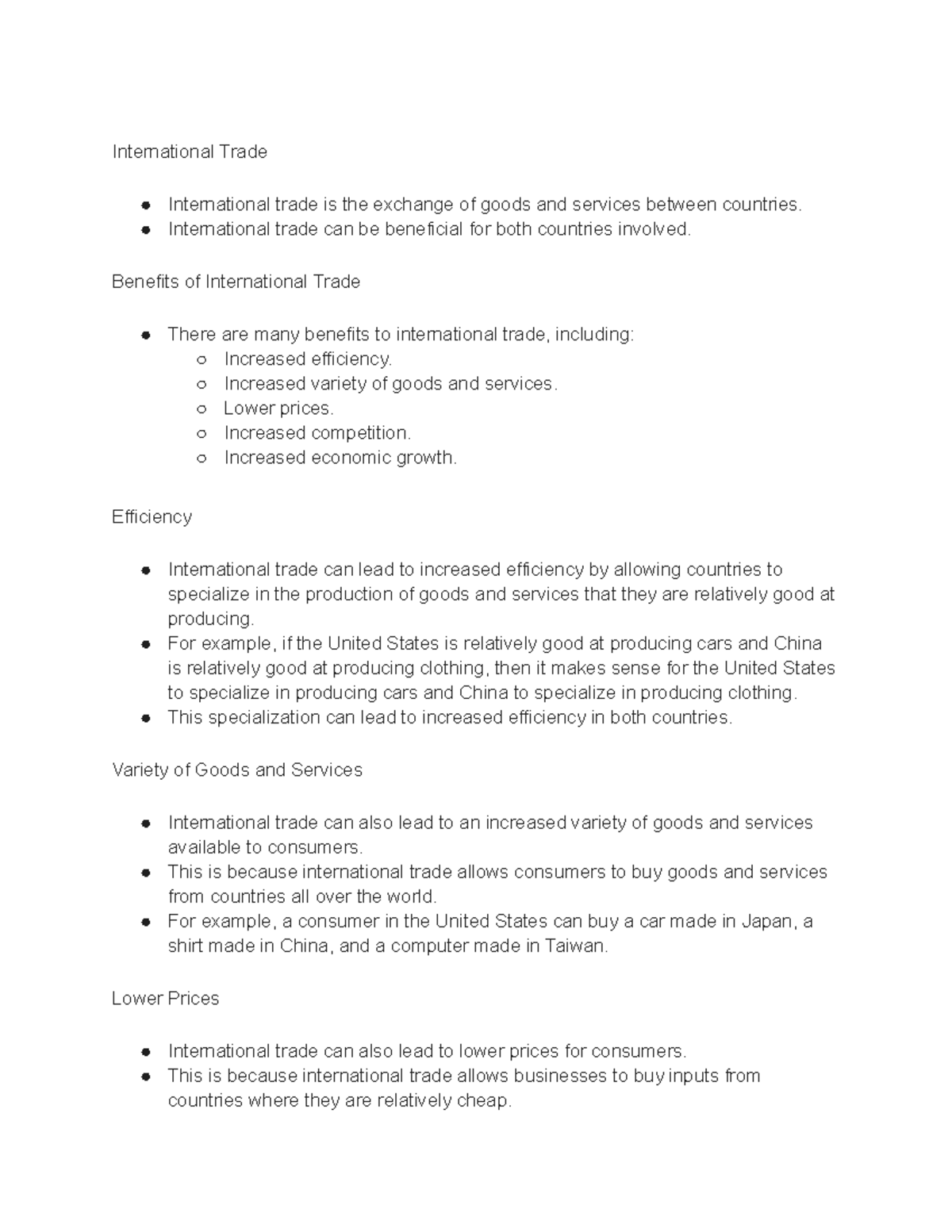 Lecture 10 International Trade - International Trade International ...