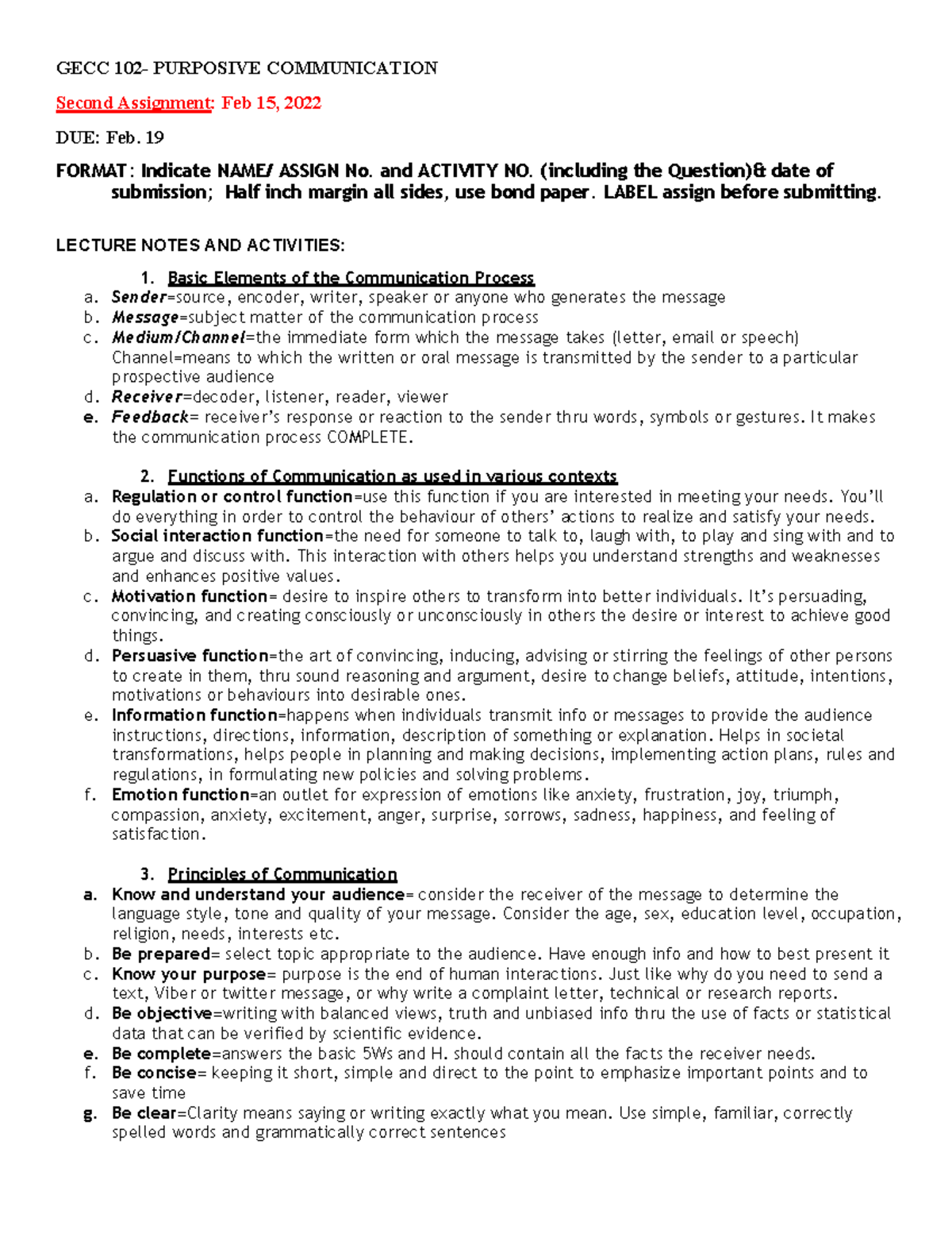 GECC 102 2ND DOCUMENTATION - GECC 102- PURPOSIVE COMMUNICATION Second Assignment: Feb 15, 2022 ...