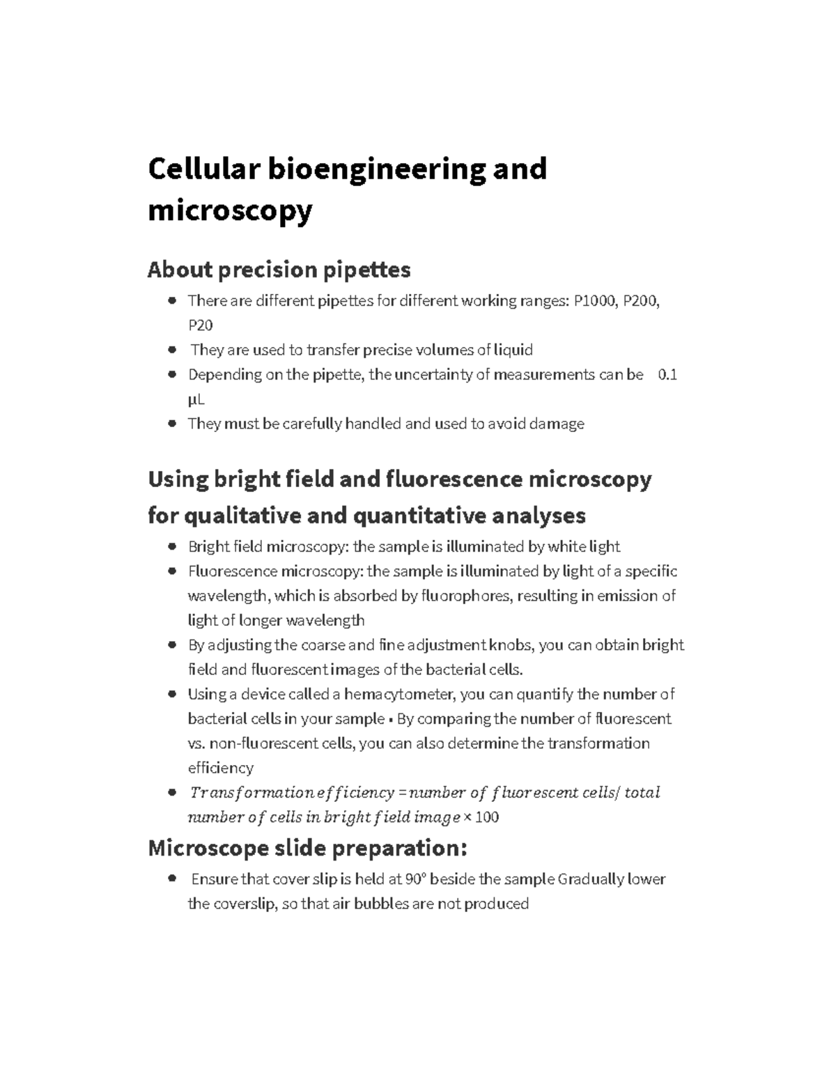 Cellular bioengineering and microscopy(notes) - Cellular bioengineering ...