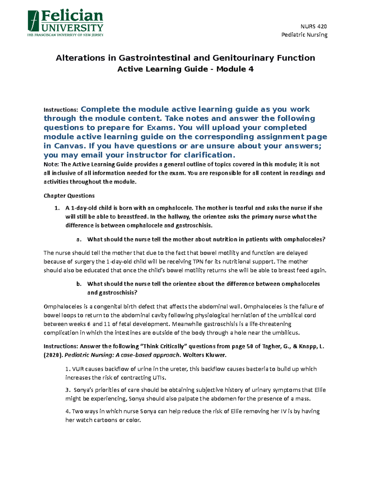 Alterations in Gastrointestinal and Genitourinary Function- Active ...