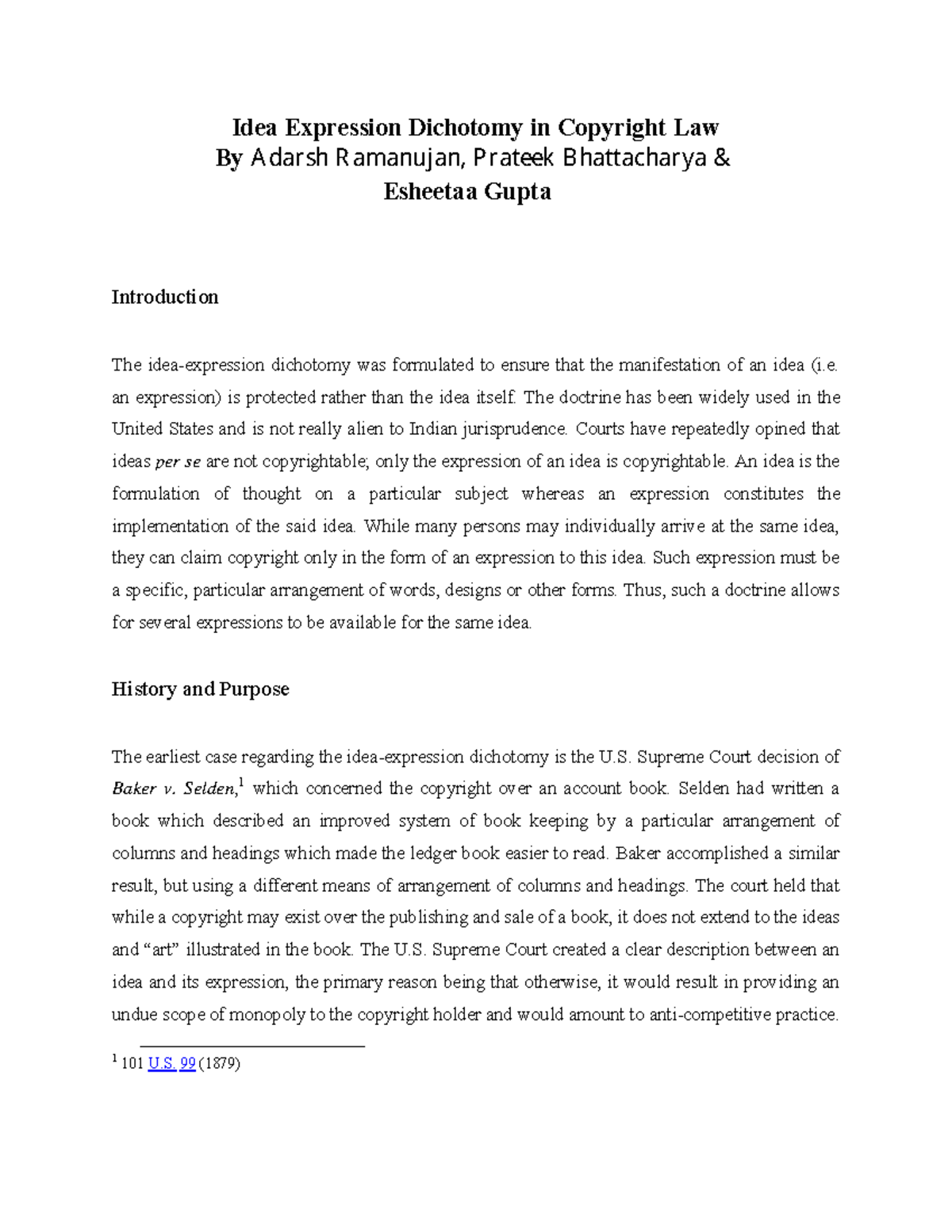 idea expression dichotomy - Idea Expression Dichotomy in Copyright Law ...