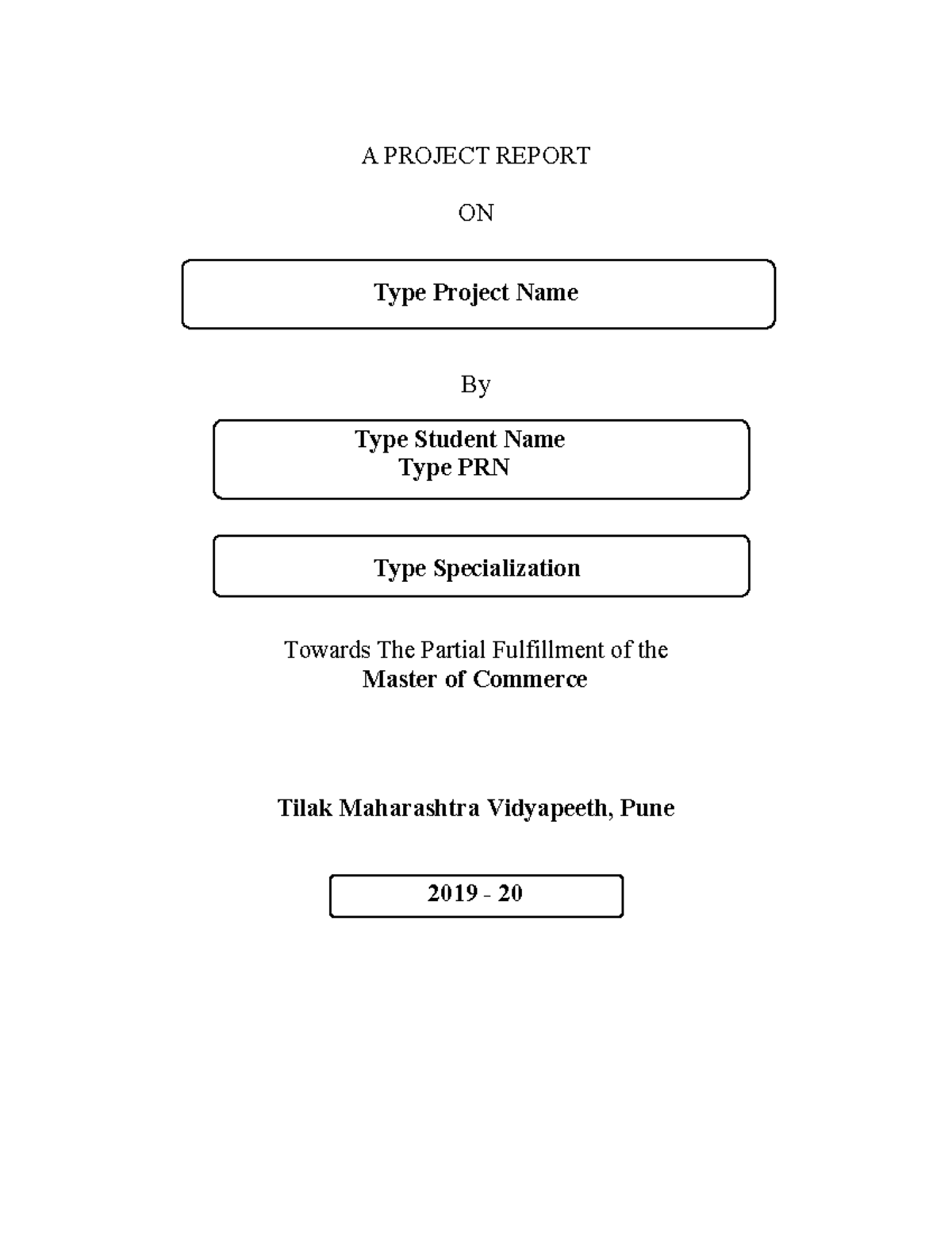 Project Title Pages - A PROJECT REPORT ON Type Project Name By Type ...