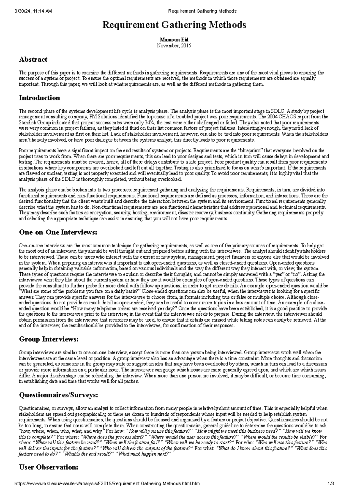 Requirement Gathering Methods - 3/30/24, 11:14 AM Requirement Gathering ...