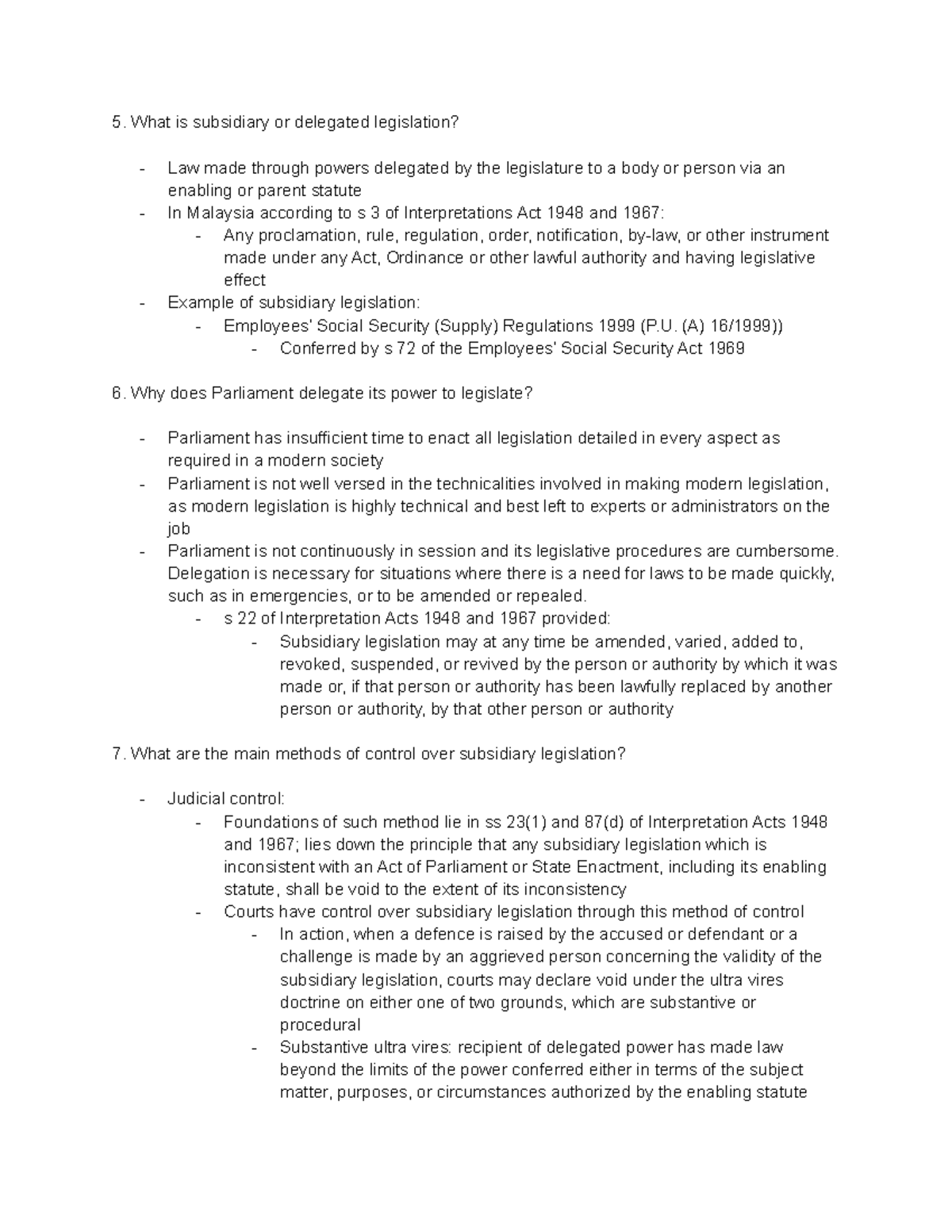 TUTORIAL LIA1002 MLS - What is subsidiary or delegated legislation? Law ...