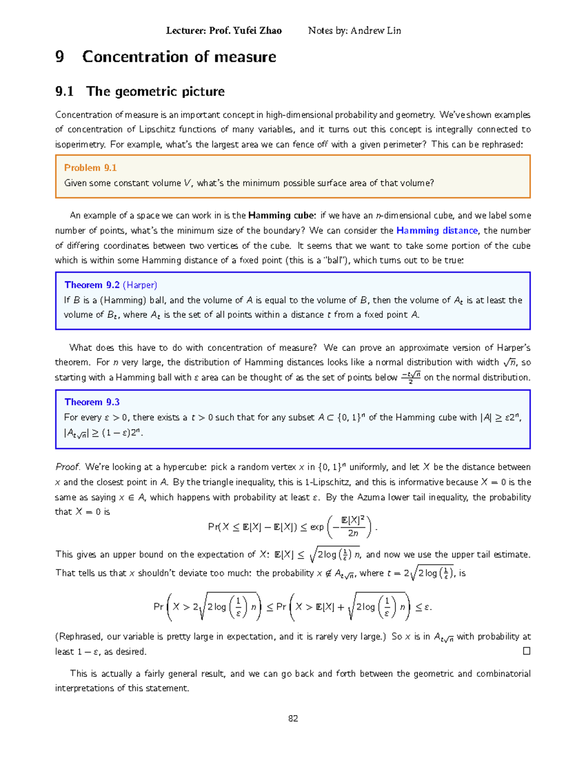 Concentration of Measure (PDF) - 9 Concentration of measure 9 The ...