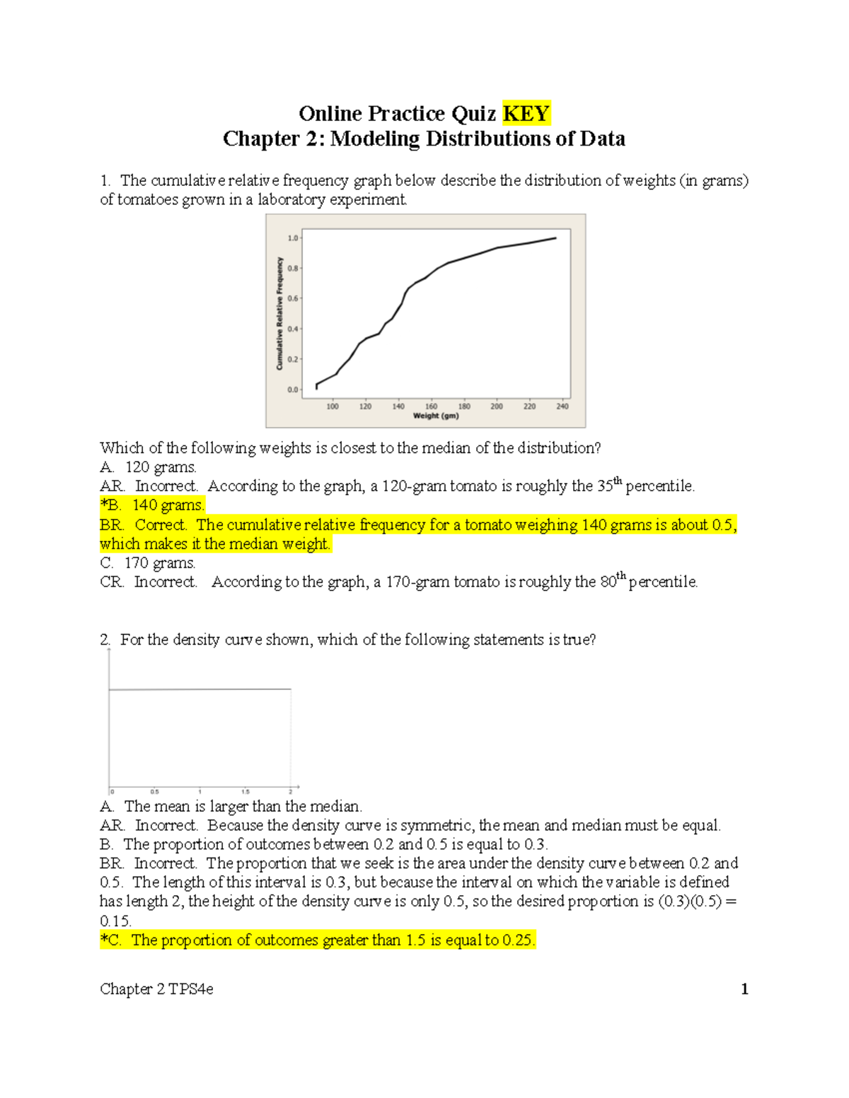 Ap ch 2 online practice qz key - Online Practice Quiz KEY Chapter 2 ...