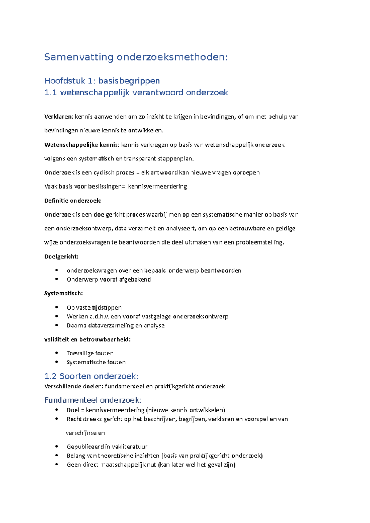 Samenvatting onderzoeksmethoden aangepast - Samenvatting ...