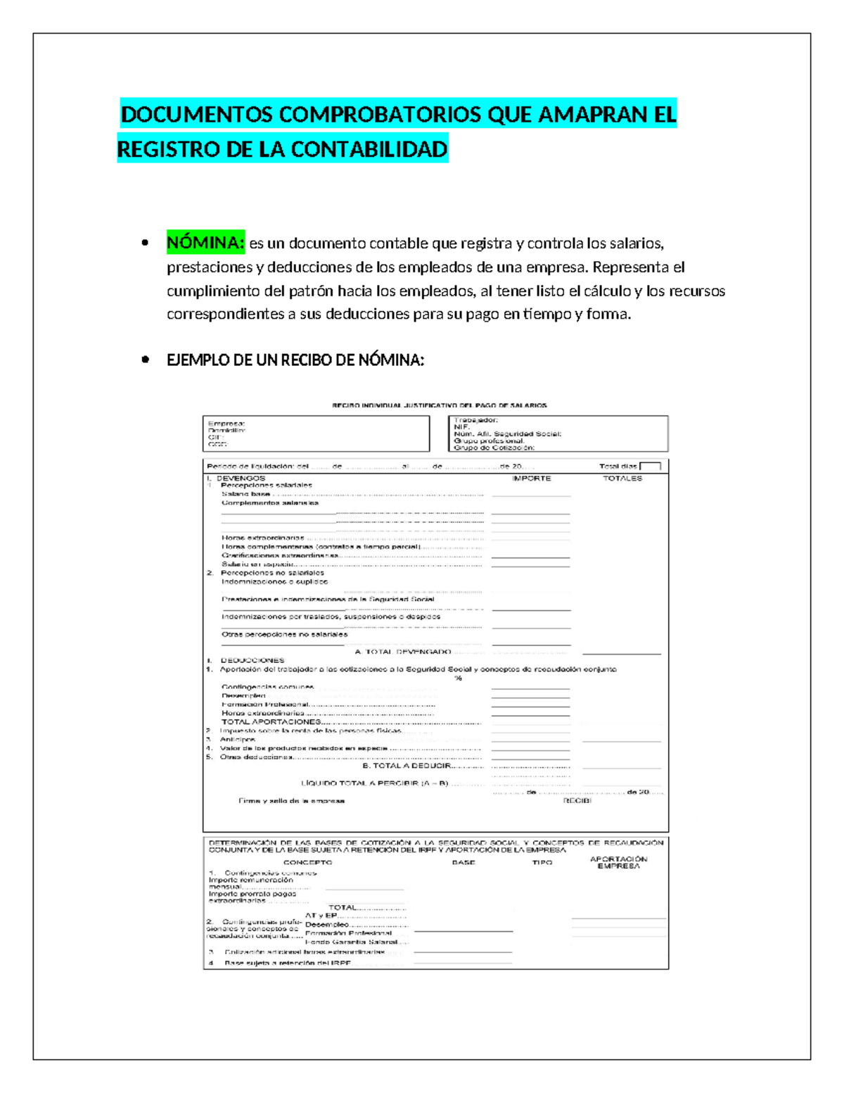 Contabilidad Financiera - DOCUMENTOS COMPROBATORIOS QUE AMAPRAN EL ...