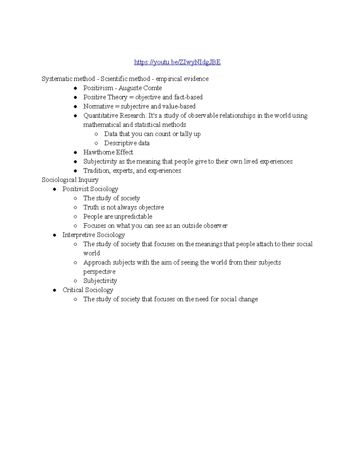 Sociology Crash Course - youtu/ZIwyNIdgJBE Systematic method ...