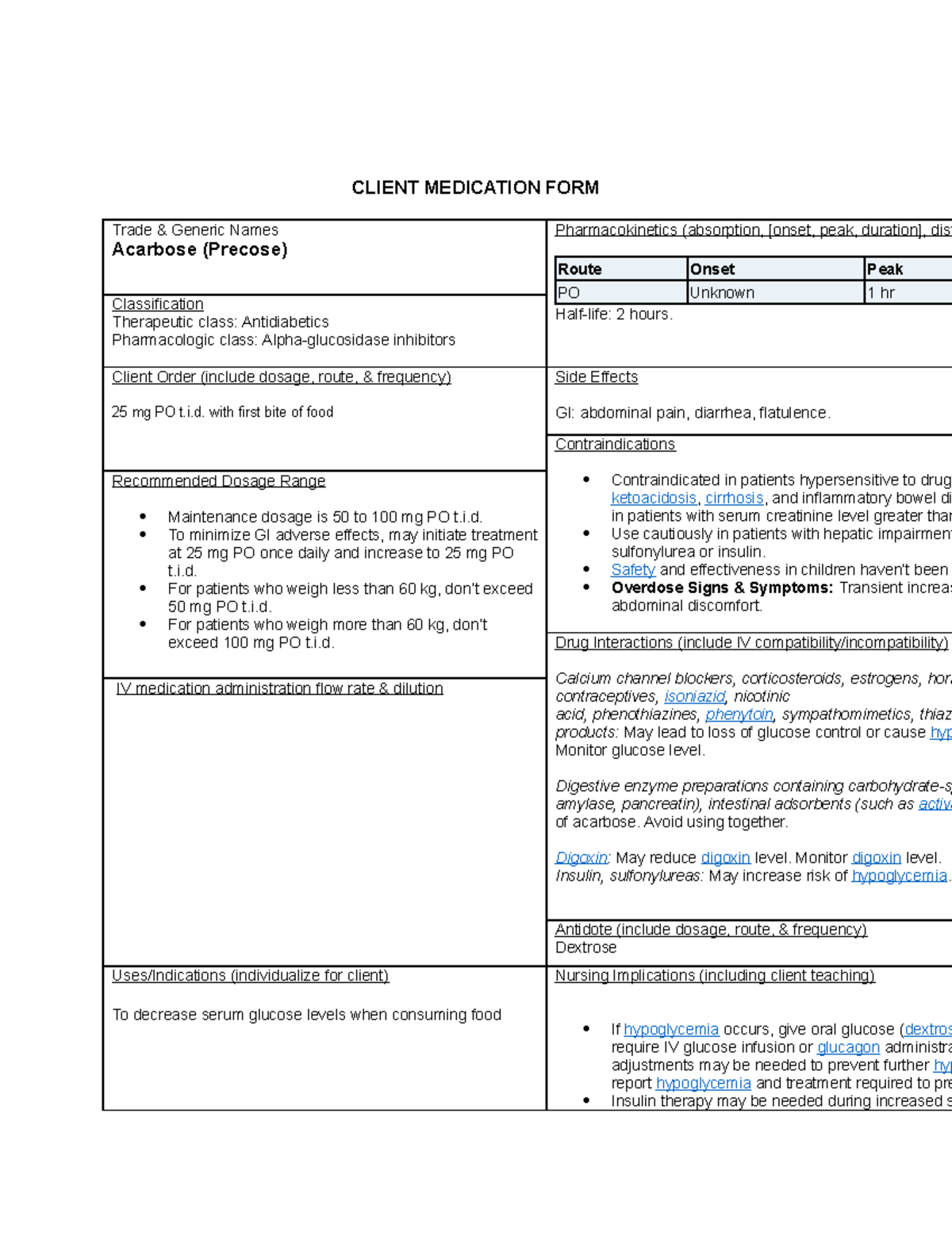 CW2-Endocrine pt 3 - Assignment - CLIENT MEDICATION FORM Trade ...