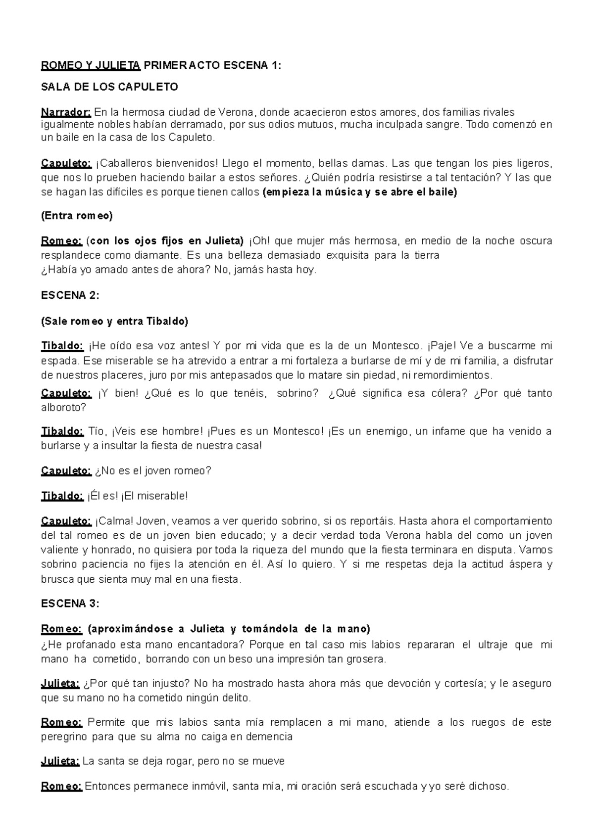 Romeo Y Julieta Primer ACTO Escena 1 SAL - ROMEO Y JULIETA PRIMER ACTO ...