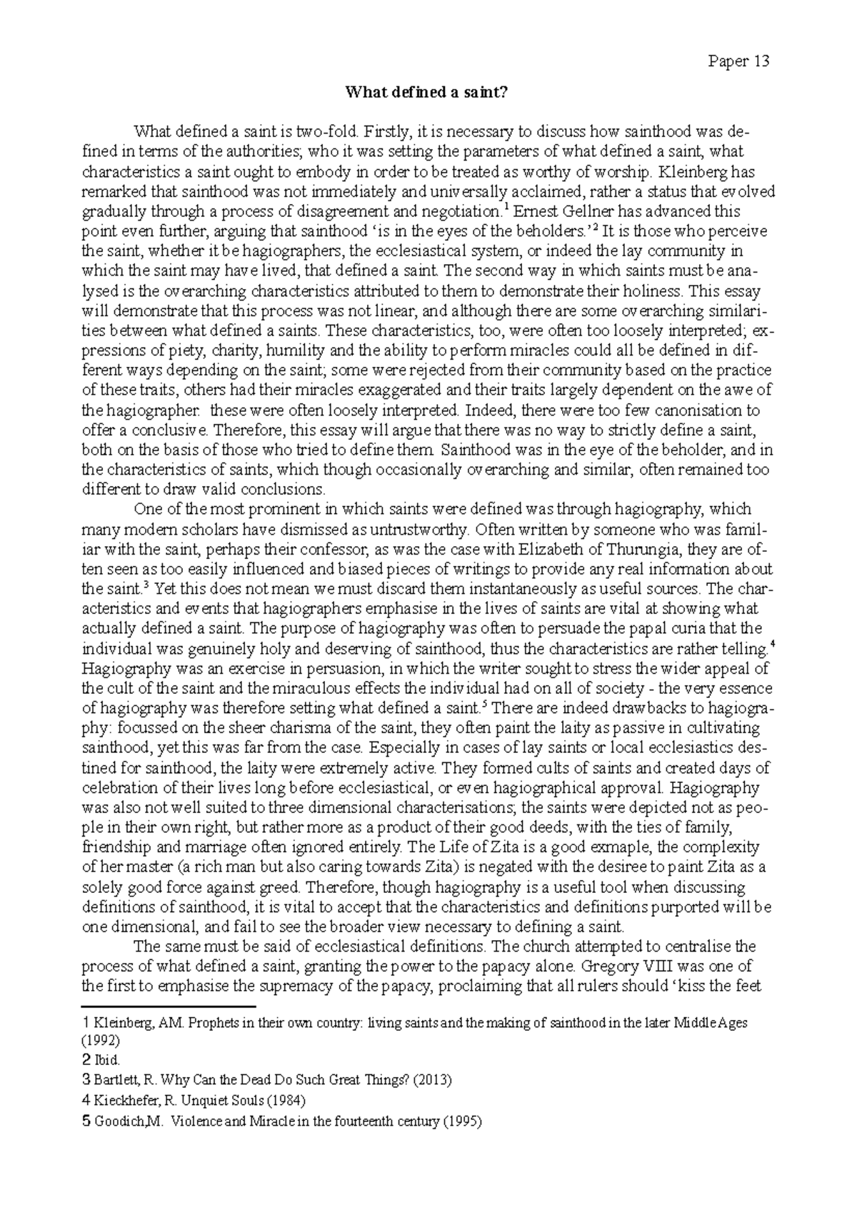Saints and the holy essay - Paper 13 What defined a saint? What defined ...
