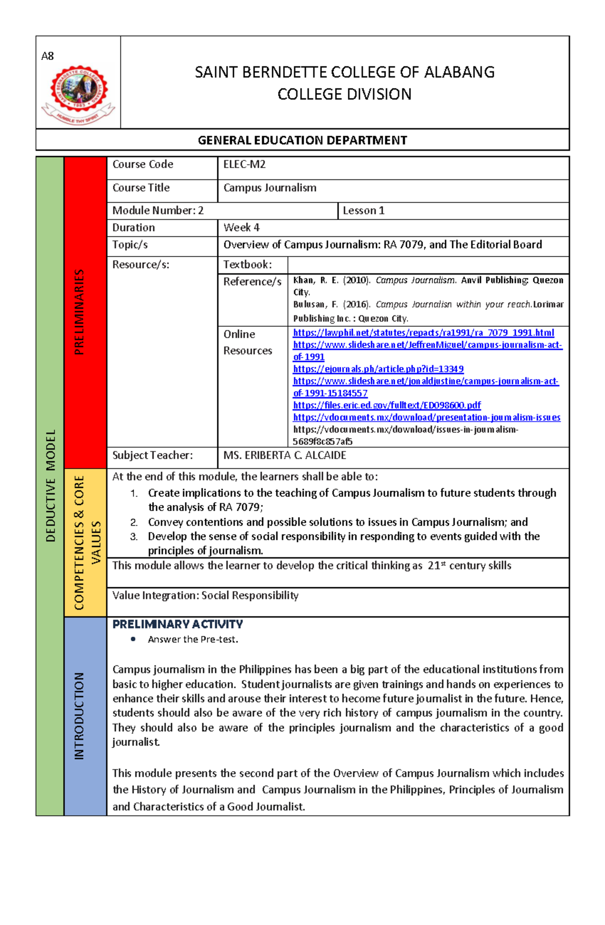 CJ-M1- Module-2- Lesson-1-RA 7079- Campus Journalism Act - A SAINT ...