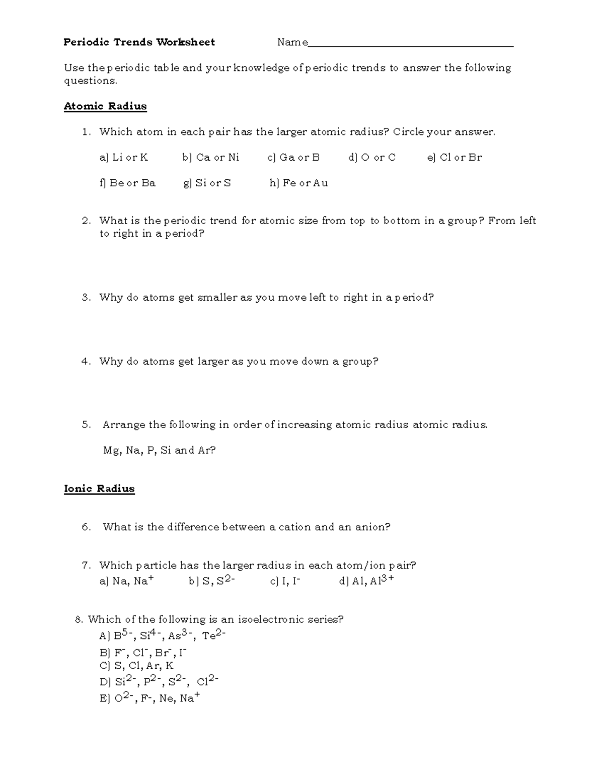 4 5843924337651877756 - Periodic Trends Worksheet Name