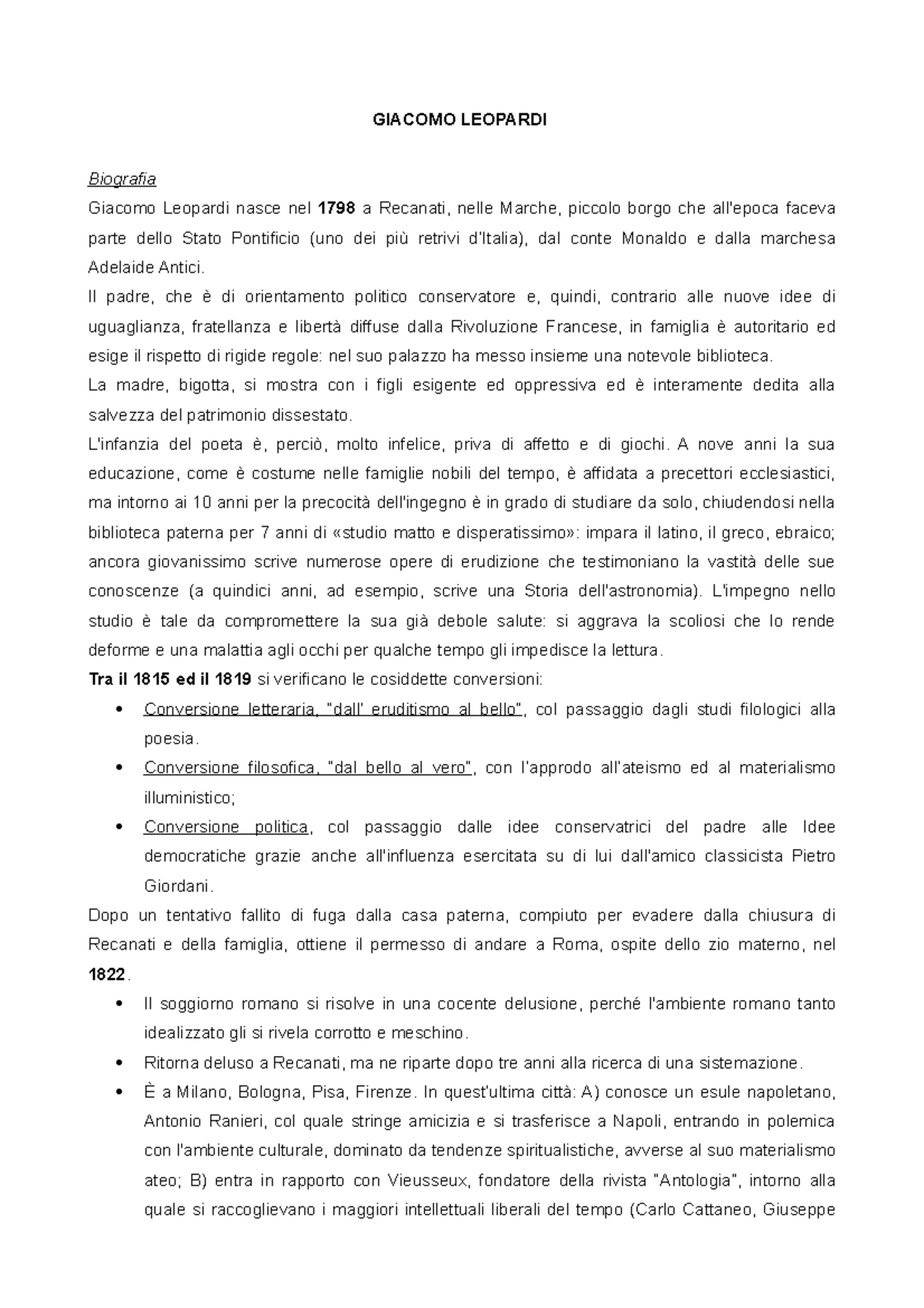 Giacomo Leopardi biografia, formazione, poetica - GIACOMO LEOPARDI ...