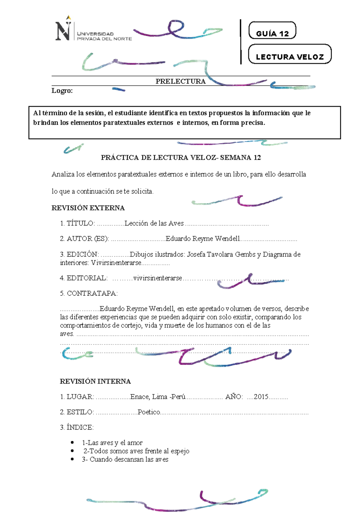 LV-GUÍA 12- Lectura Veloz - PRELECTURA Logro: PRÁCTICA DE LECTURA VELOZ ...