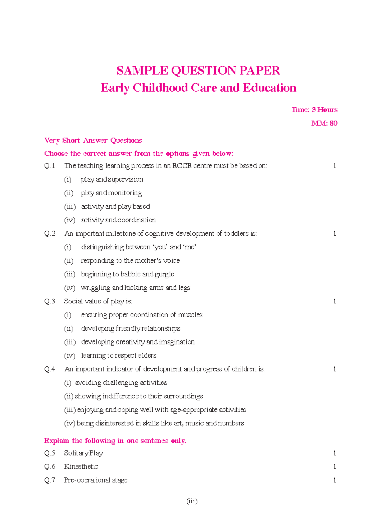 Sample Question Paper - pyq of ece - (iii) SAMPLE QUESTION PAPER Early ...