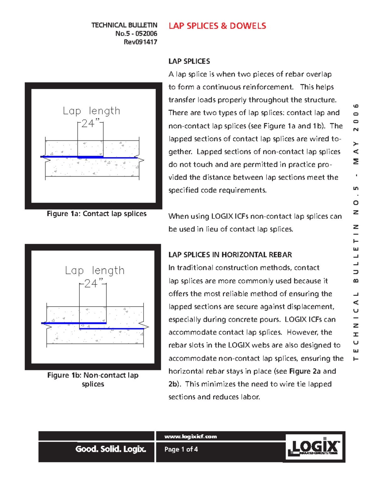 Lap Splices and Dowels TB5 091417 - T E C H N I C A L B U L L E T I N N ...