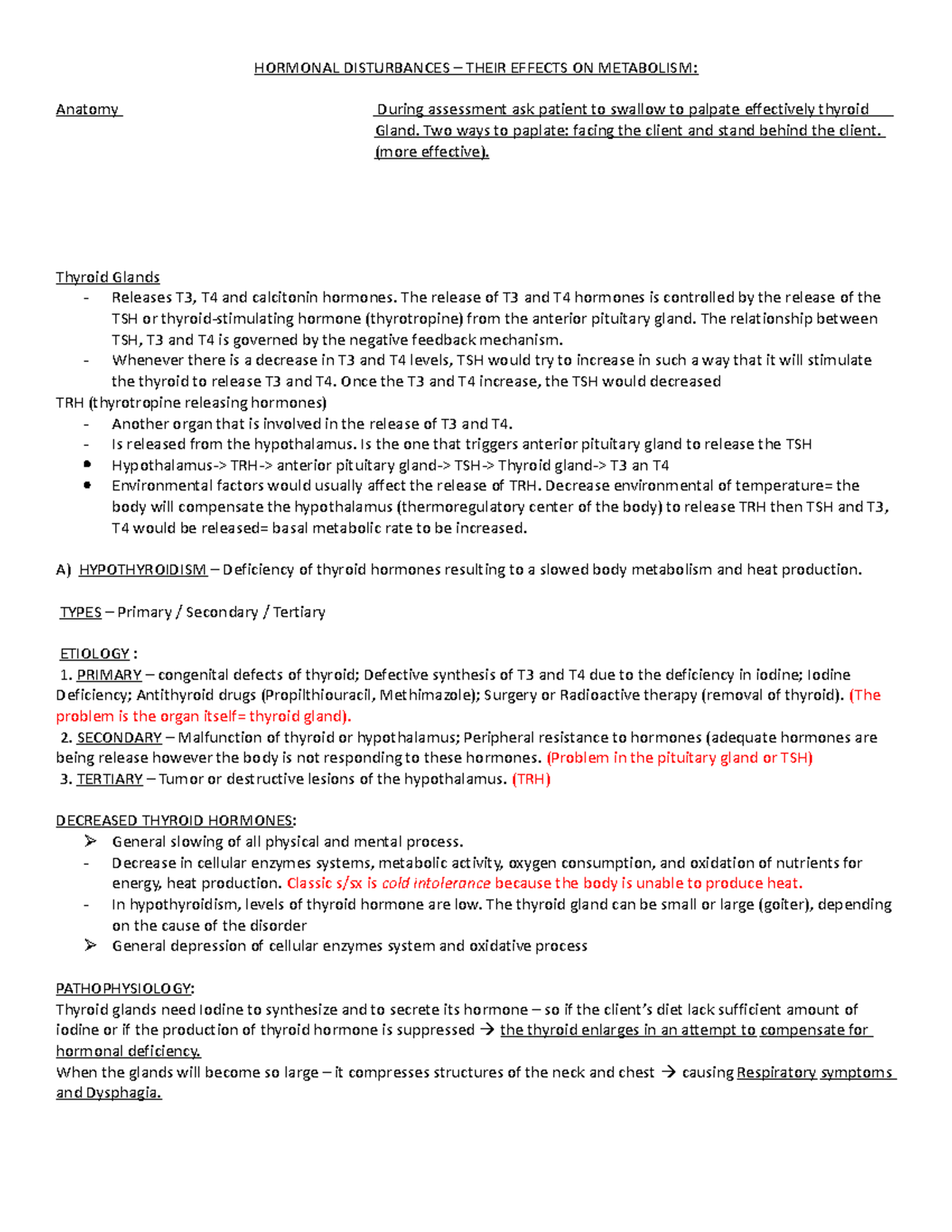 Hormonal Disturbances – Their Effects ON Metabolism - HORMONAL ...