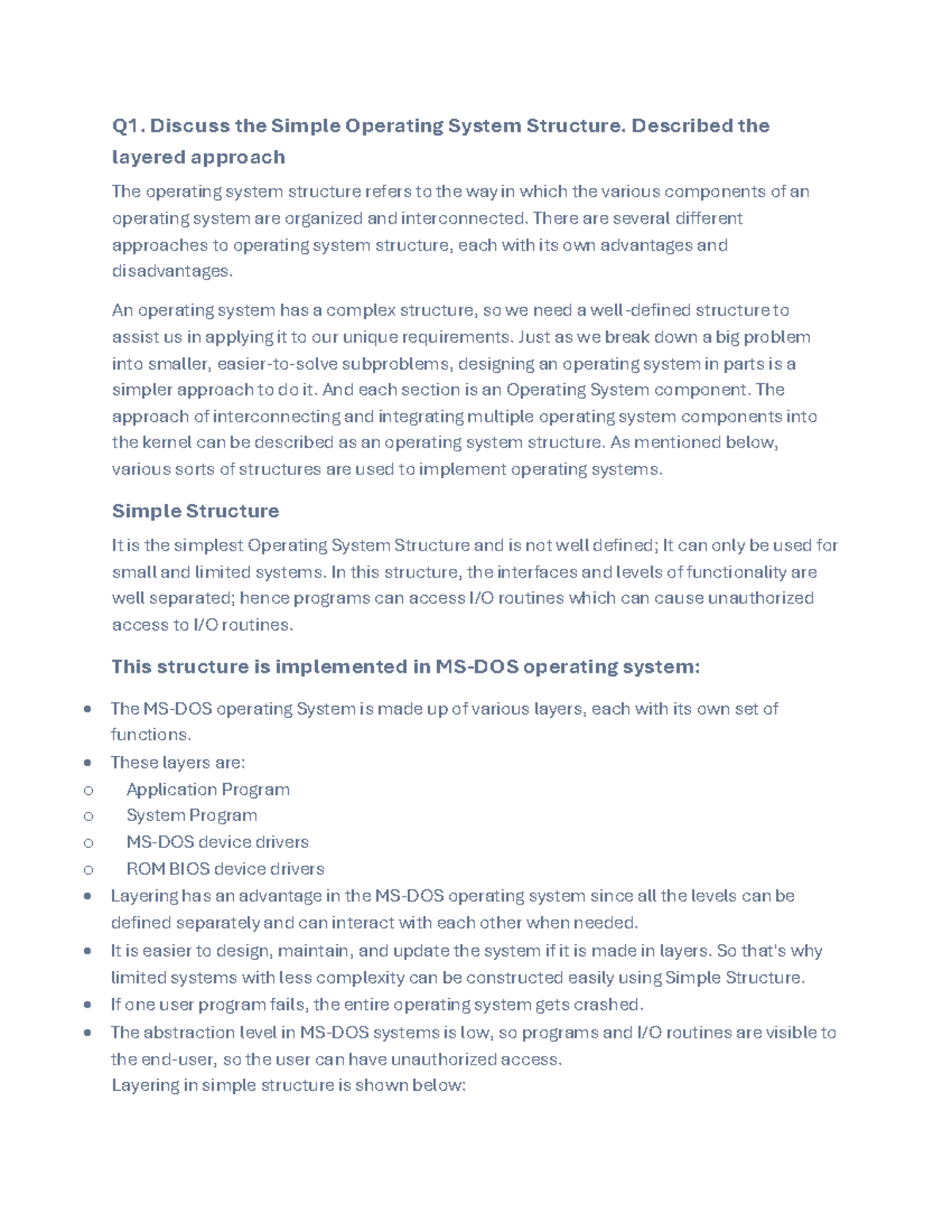What is the Operating System Structure - Q1. Discuss the Simple Operating System Structure ...