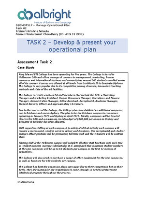 Bsbtwk 502 - Assessment Task 2 V2 - Assessment Task 2 Manage team ...