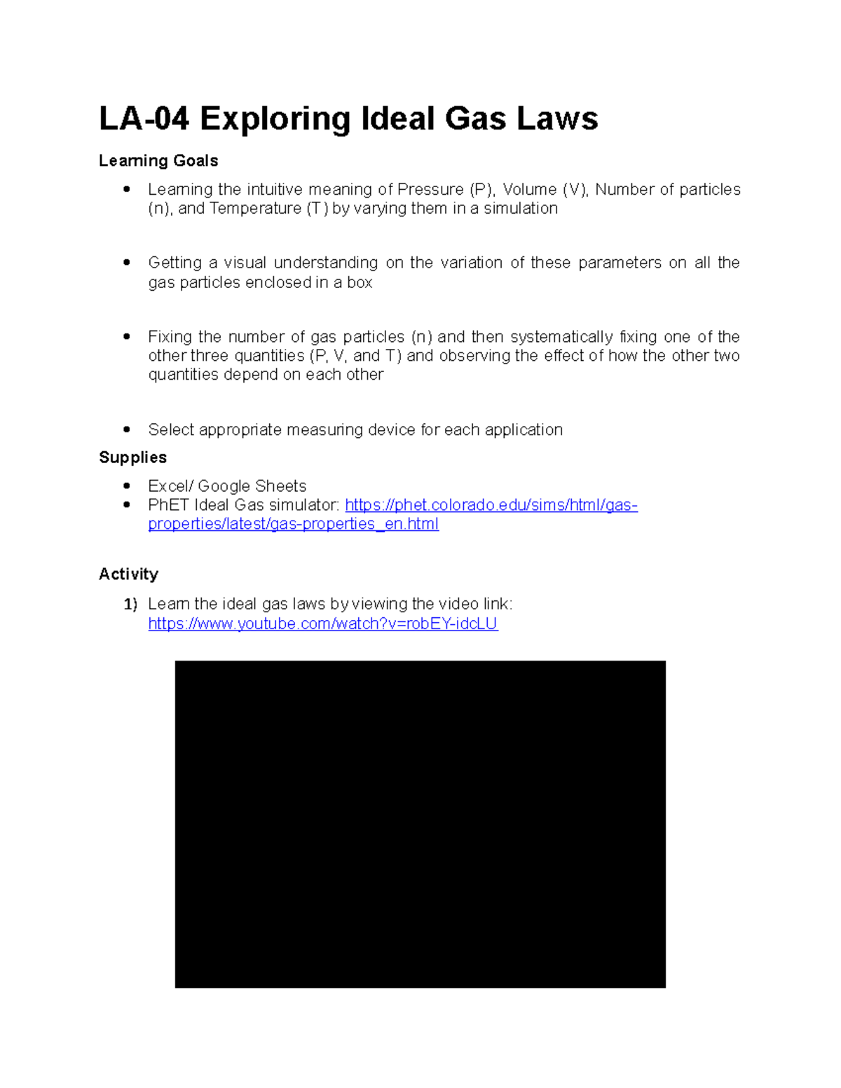 LA-04-Ideal Gas Laws - Georgia Gwinnet College - LA-04 Exploring Ideal ...