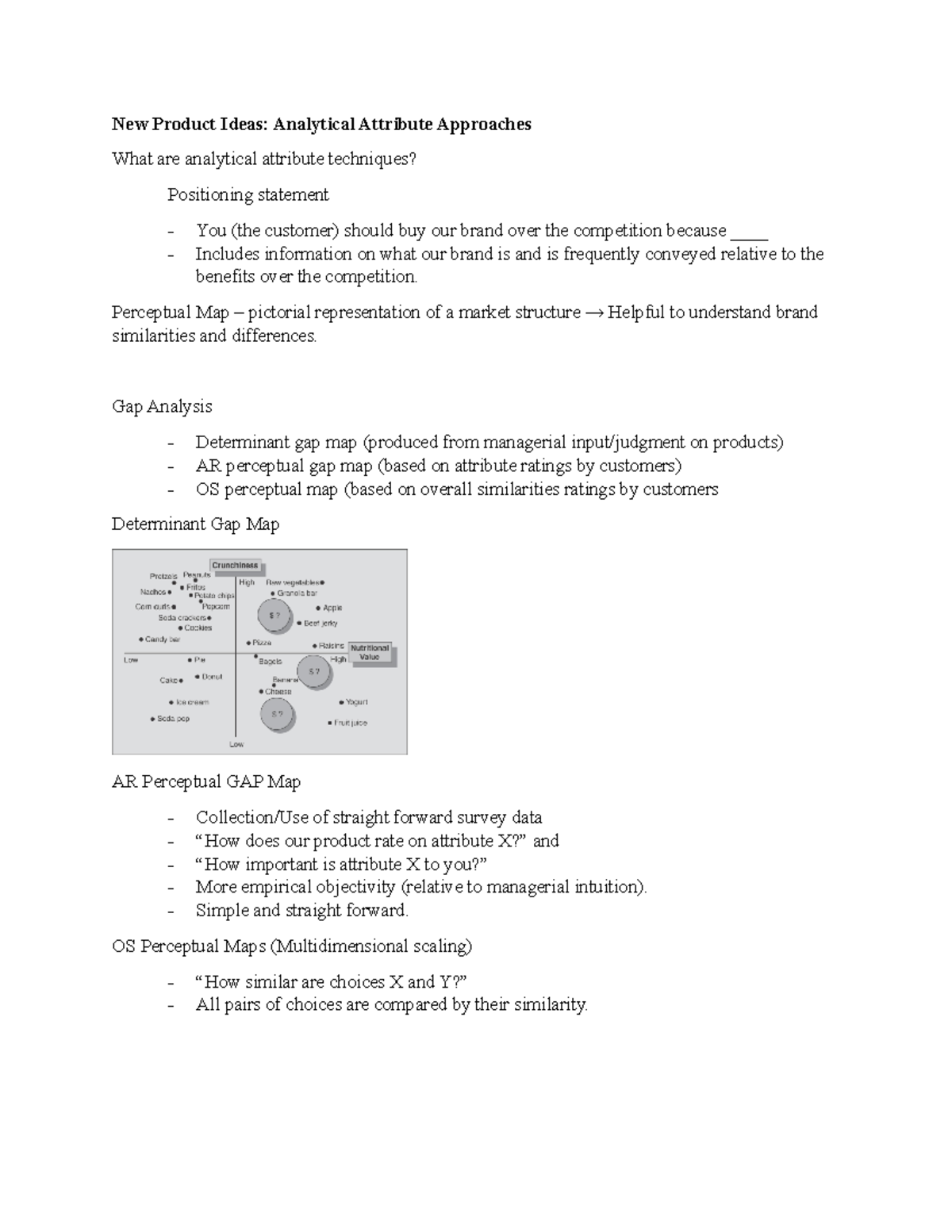 Condensed Notes for TEST #2 - New Product Ideas: Analytical Attribute ...