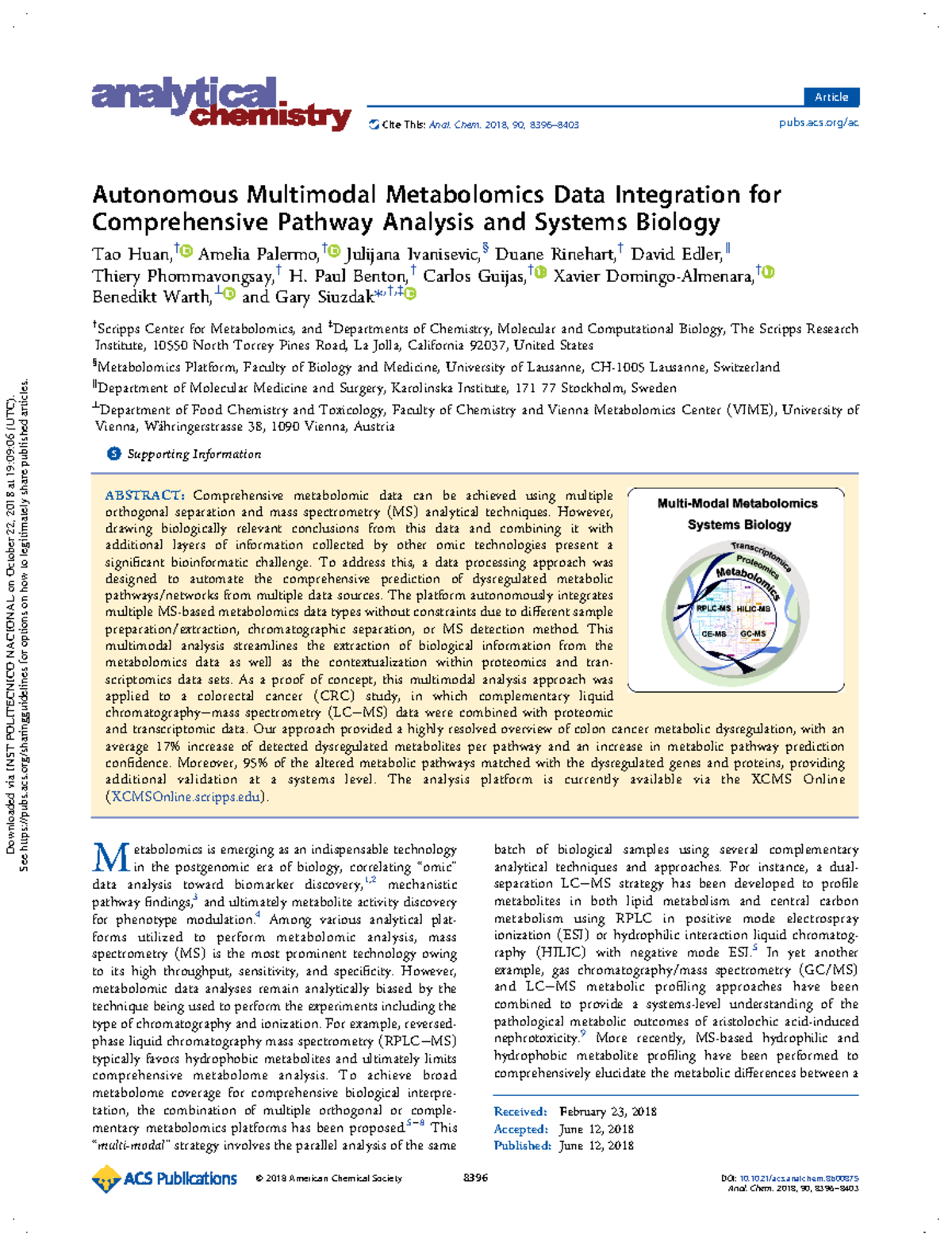 Autonomous Multimodal Metabolomics Data Integration for Comprehensive ...