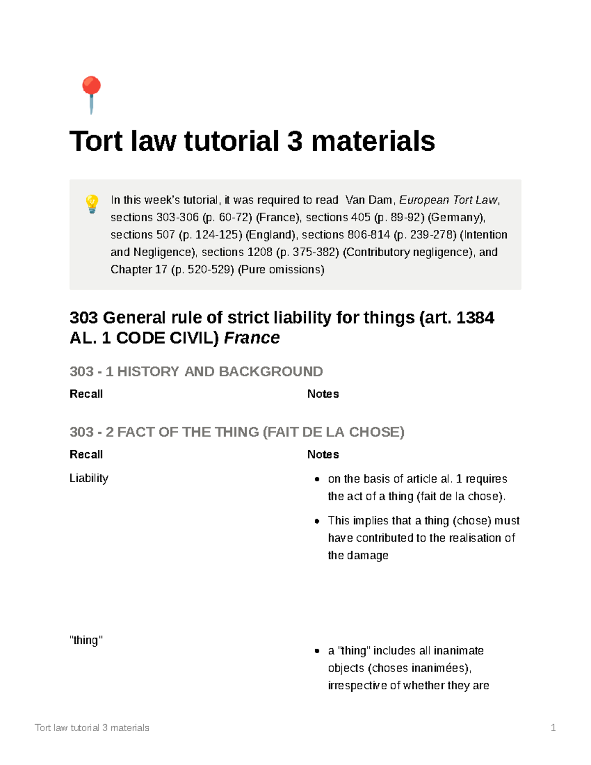 Tort law tutorial 3 materials -2 - » Tort law tutorial 3 materials In this week’s tutorial, it ...