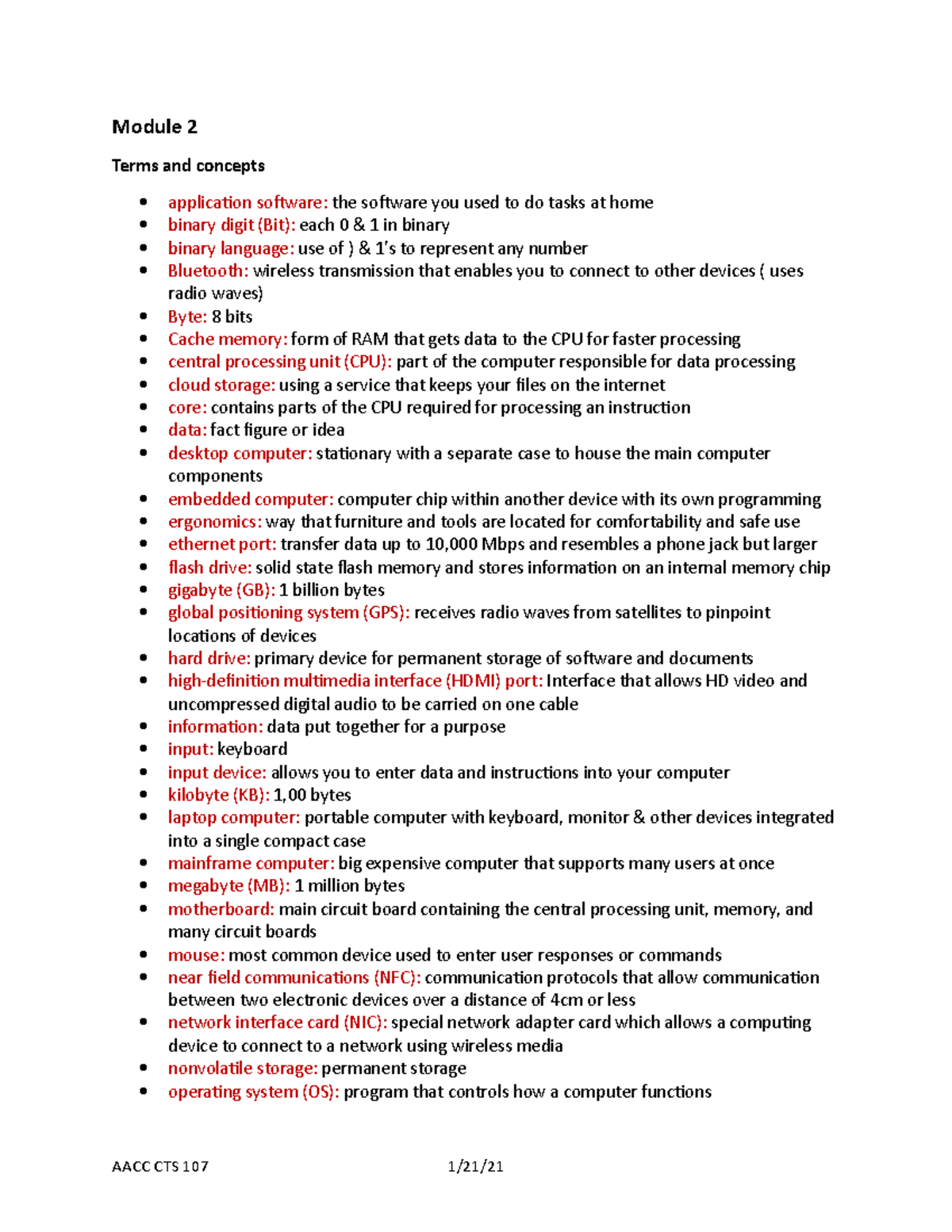 Module 2 Terms and Skills - Module 2 Terms and concepts application ...