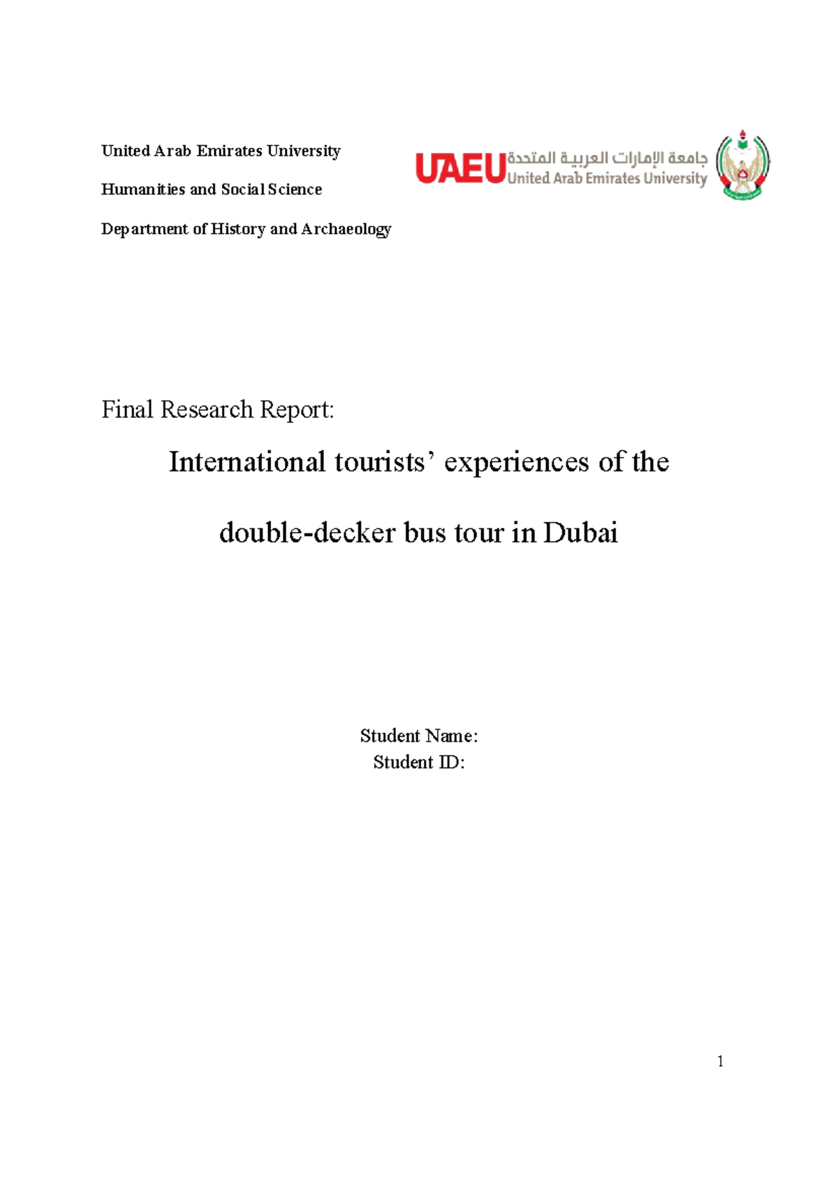 Sample report -tourists experience of double-decker bus tour - United ...