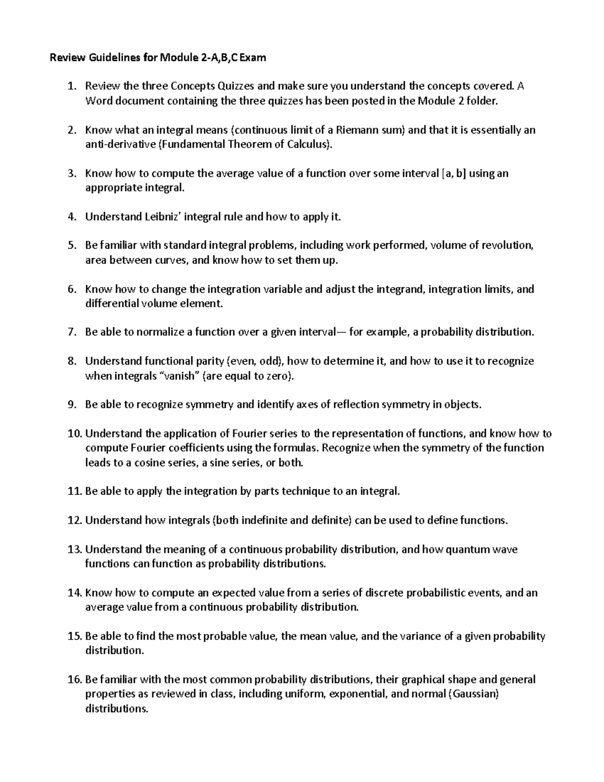 Review Guidelines for Module 2 Exam - Warning: TT: undefined function ...