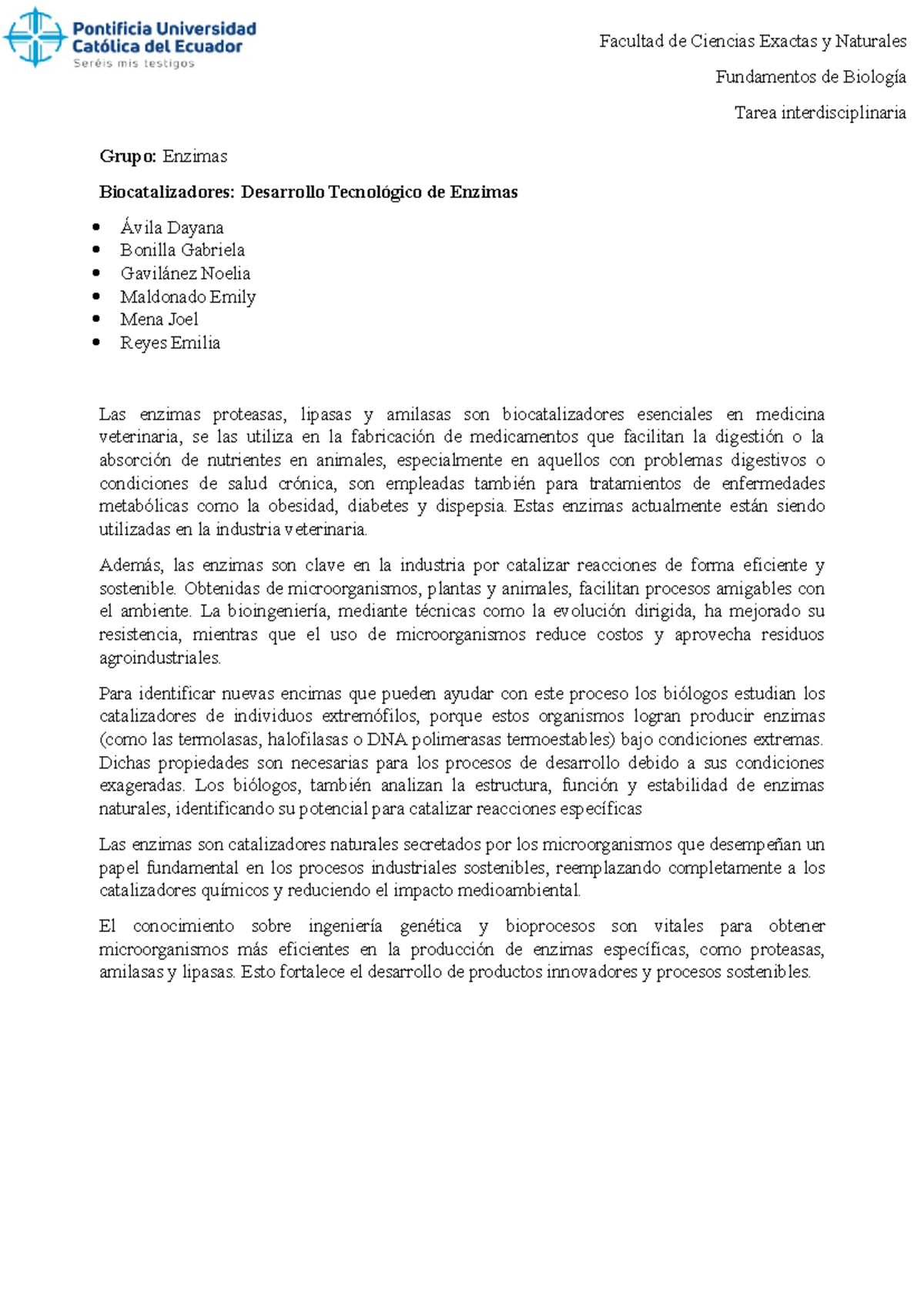 RDA3 C3 Enzimas - Grupo: Enzimas Biocatalizadores: Desarrollo ...