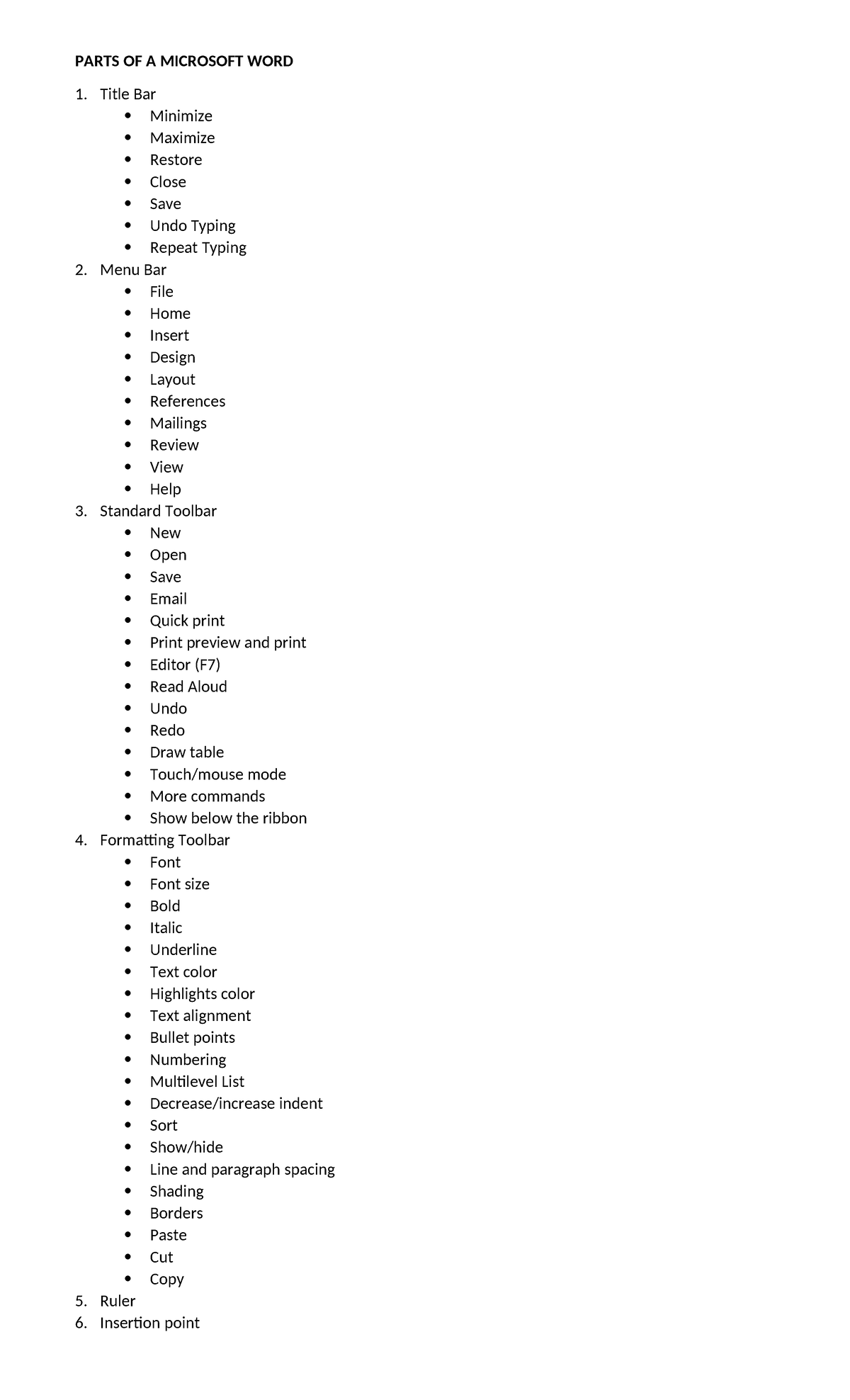 Parts OF A Microsoft WORD - PARTS OF A MICROSOFT WORD Title Bar ...