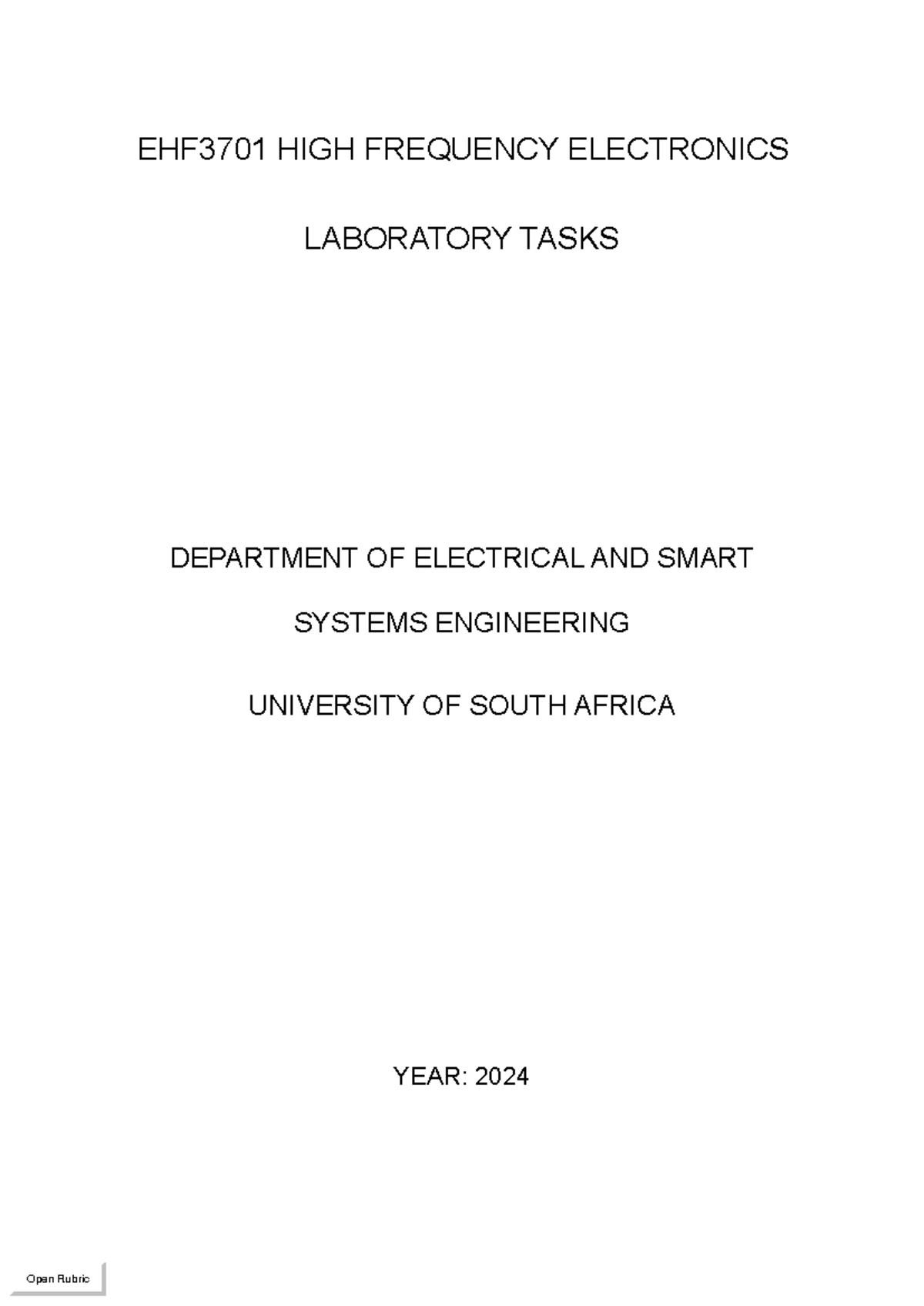 EHF3701 HIGH Frequency Electronics Practical Guide (1)-1 - EHF3701 HIGH ...