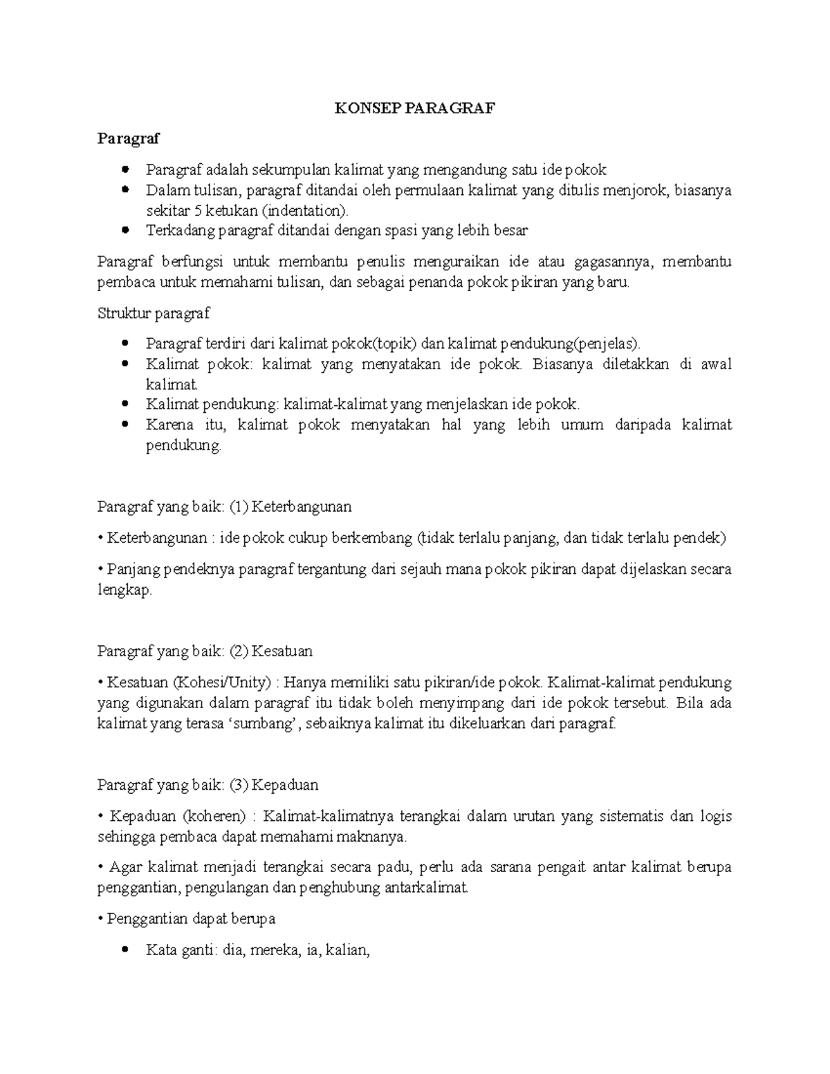 Konsep Paragraf - KONSEP PARAGRAF Paragraf Paragraf adalah sekumpulan ...