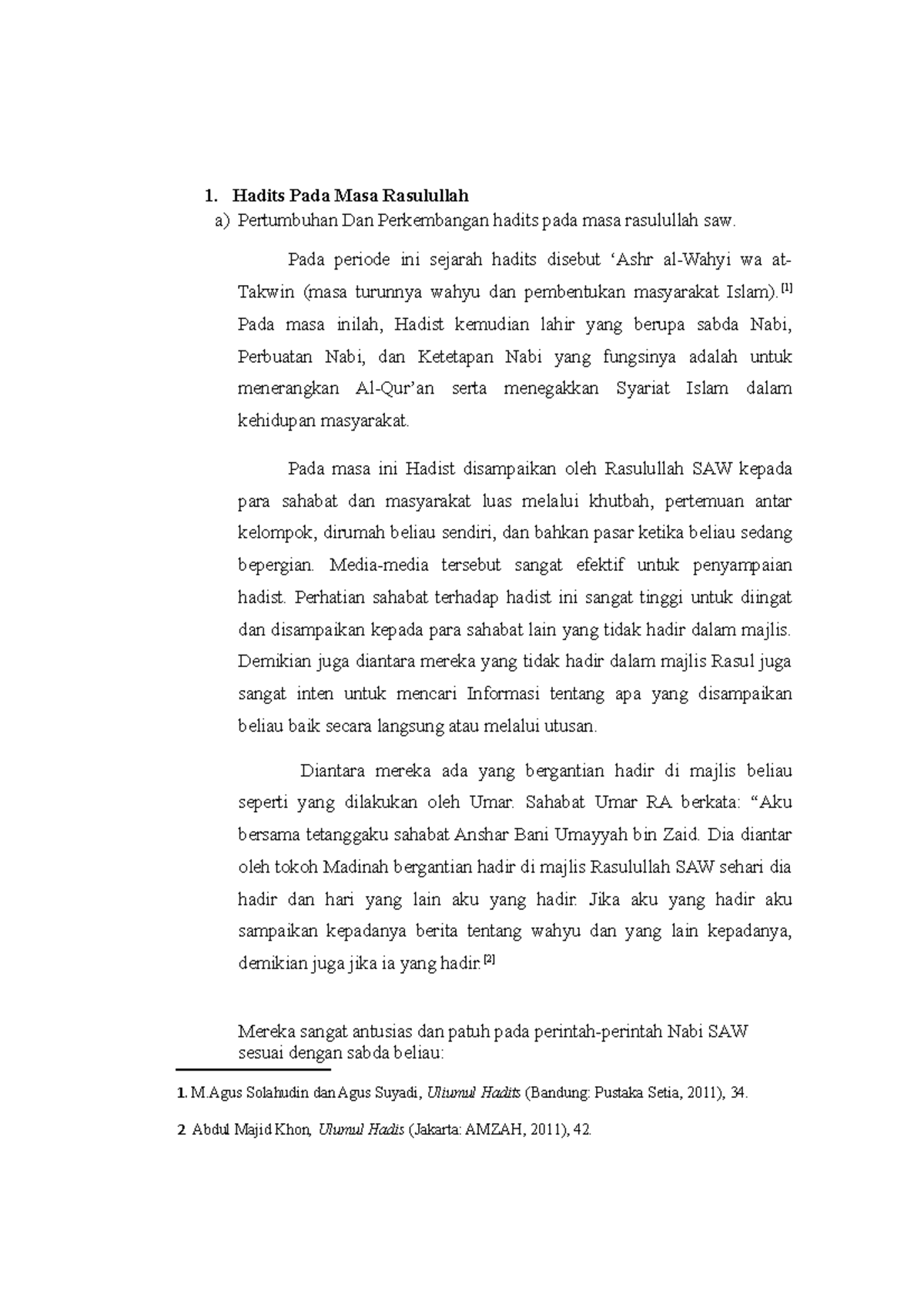 Hadits Pada Masa Rasulullah - 1. Hadits Pada Masa Rasulullah a ...