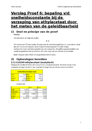 Verwerking proef 2 fysicochemie - Verwerking proef 2 fysicochemie ...