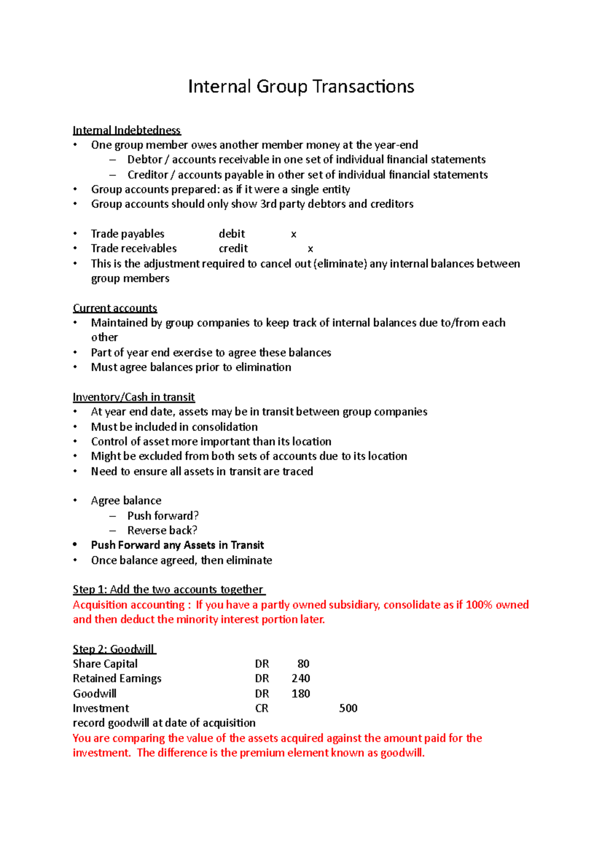 Internal Group Transactions notes - Internal Group Transactions ...