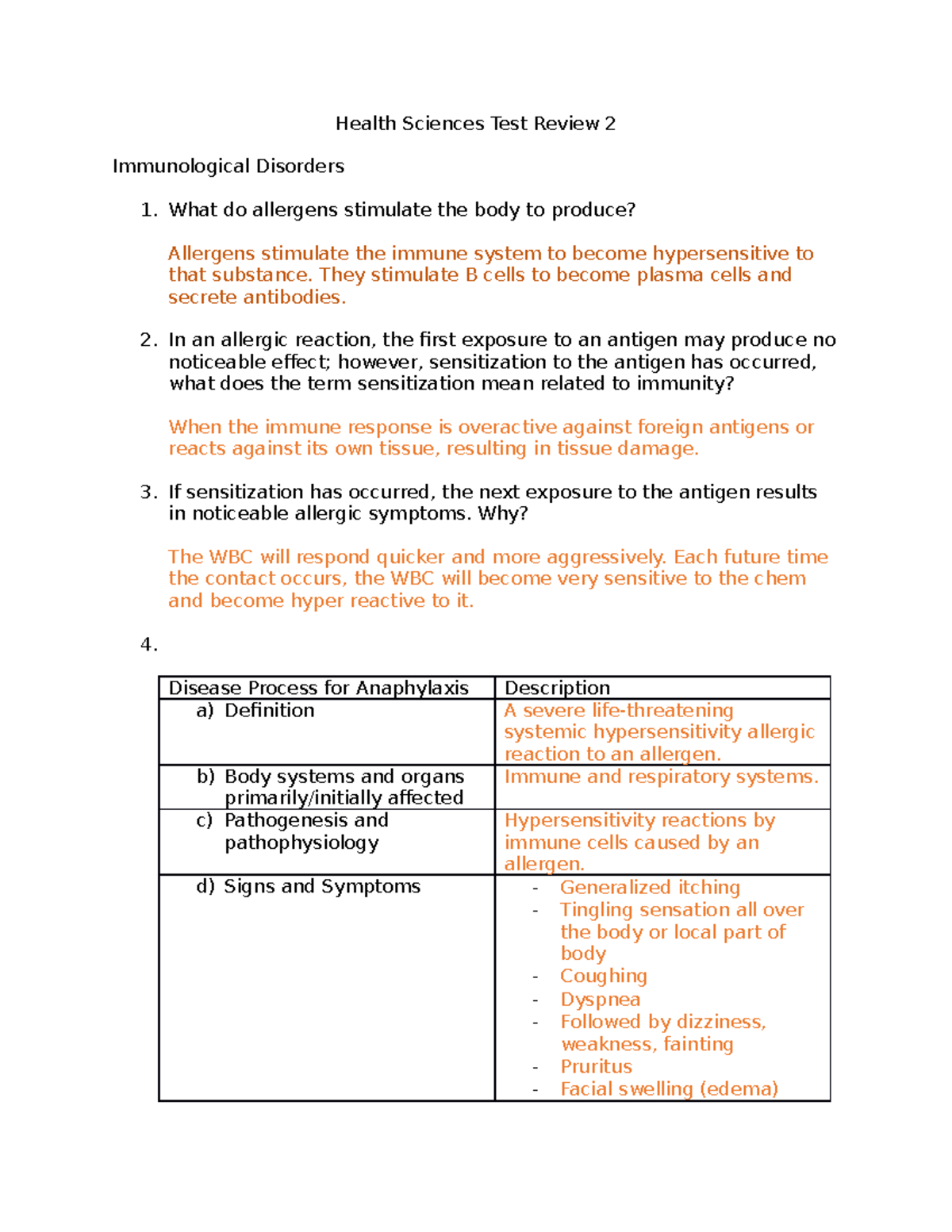 Health Sciences Midterm Review (test #2) - Health Sciences Test Review ...
