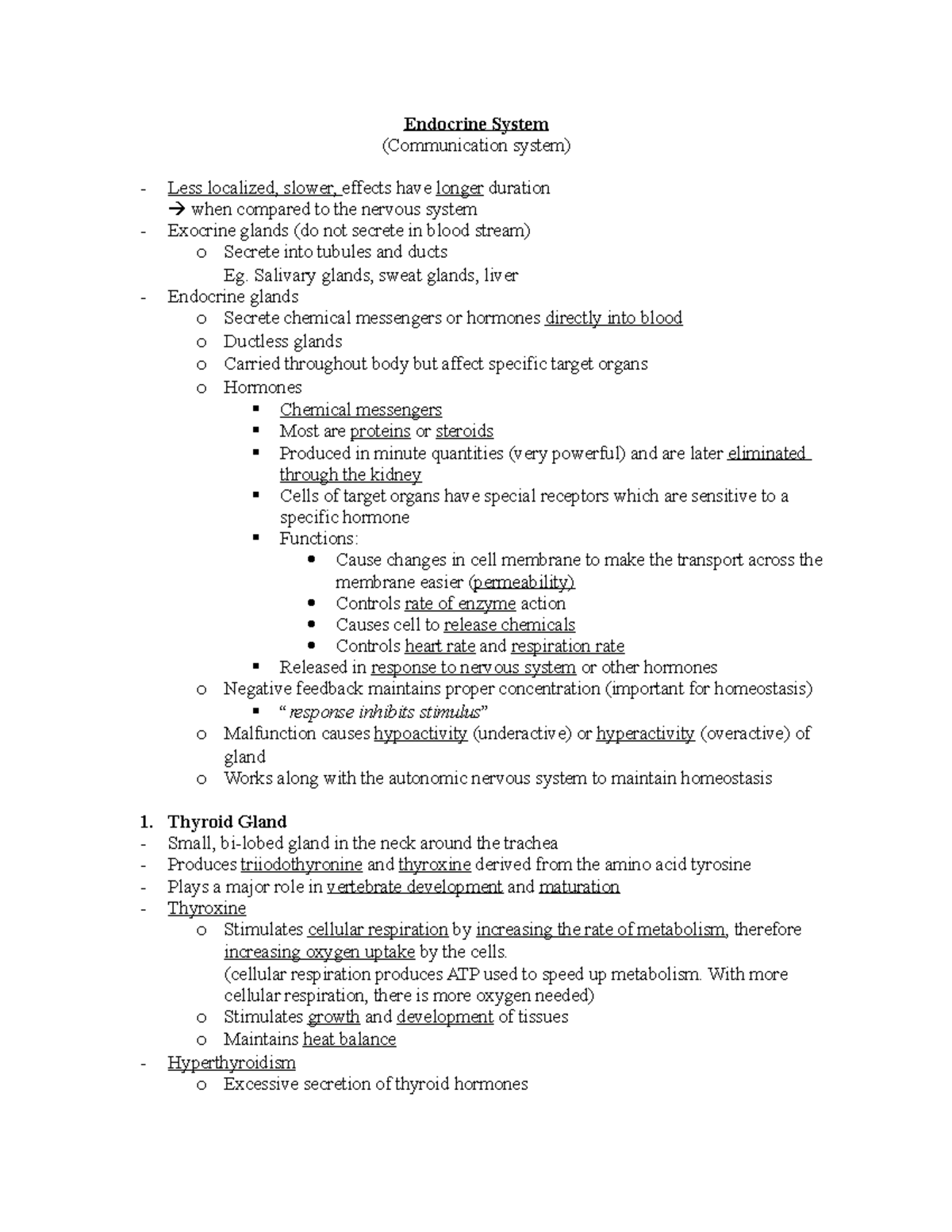 Endocrine System Lecture Notes - Nursing - BulSU - Studocu